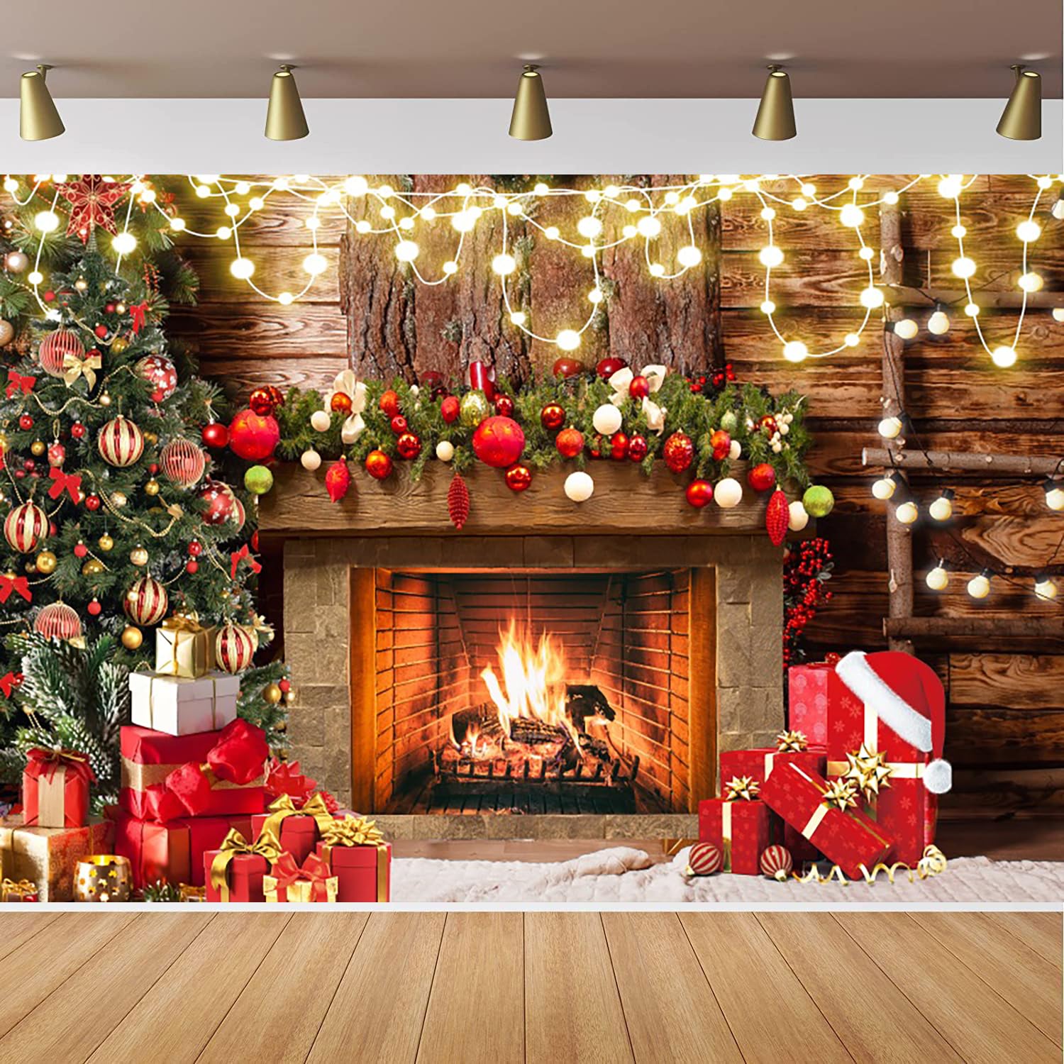 Christmas Fireplace Scene Wallpaper