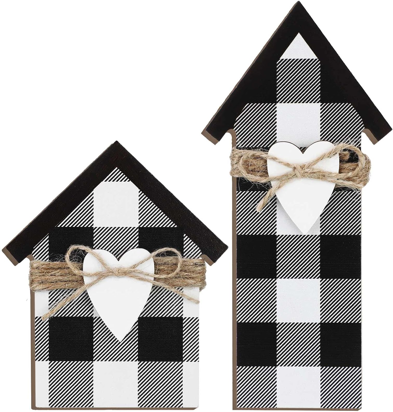 Amazon.com: 2 Pcs Buffalo Plaid Wooden Sign Wall Decor 6.3x12 Inch ...