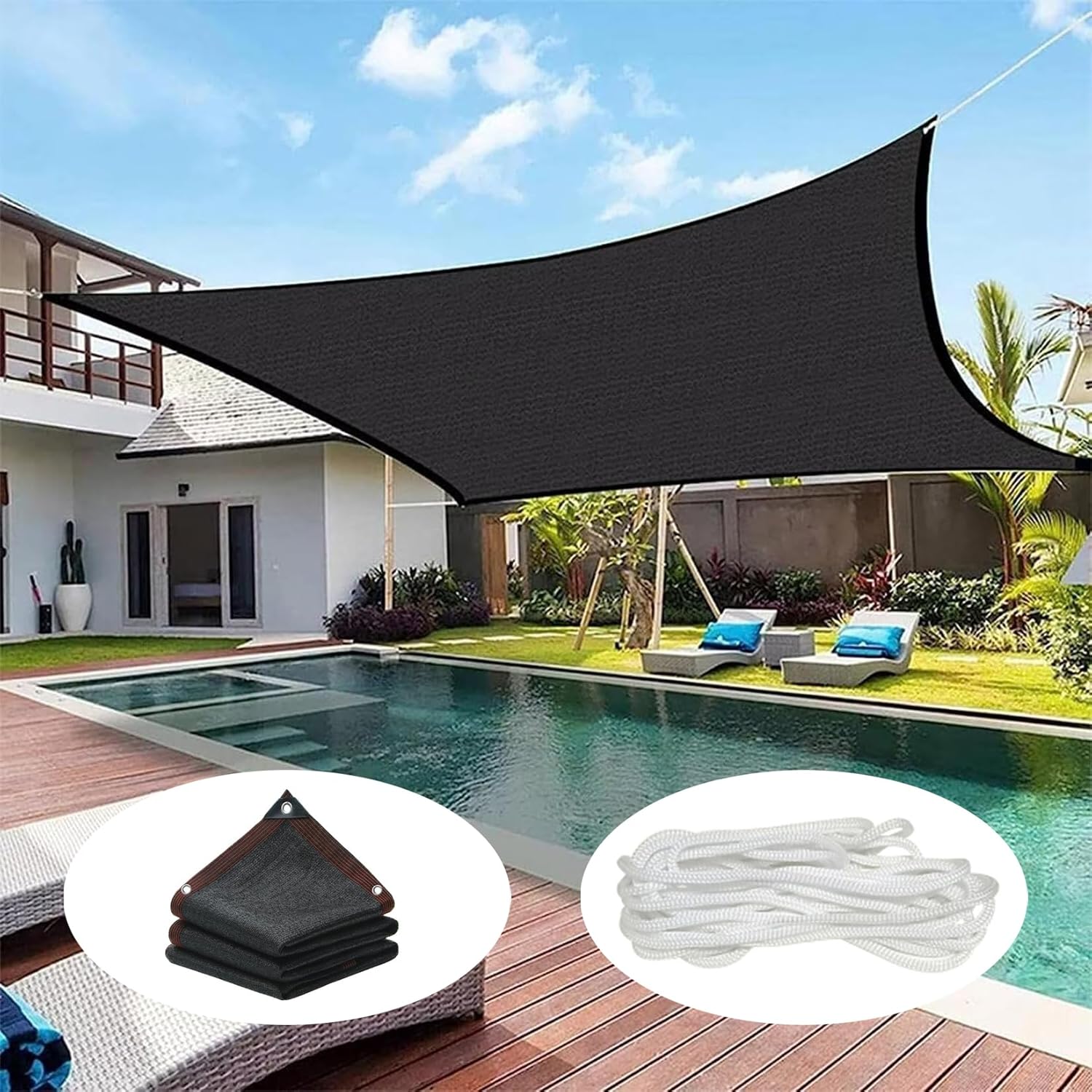 9m x 9m Shade Sail Netting for Sun Protection & Cooling Ideal for ...
