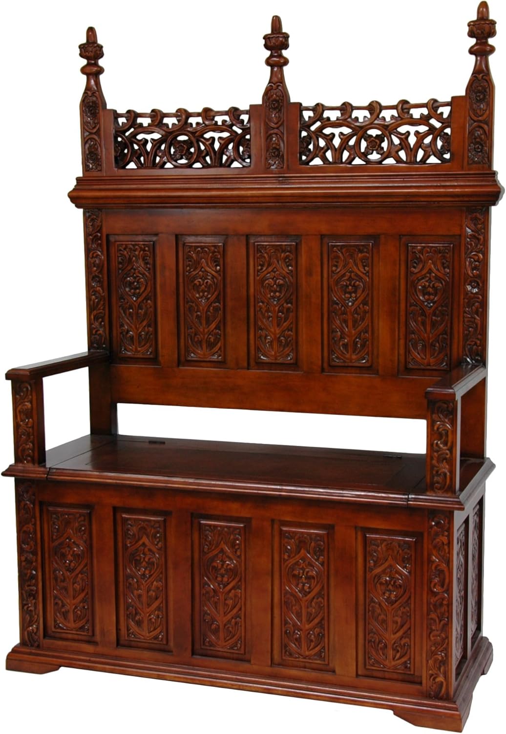 Amazon.com: Oriental Furniture Ornate Carved Church Pew Style Bench ...