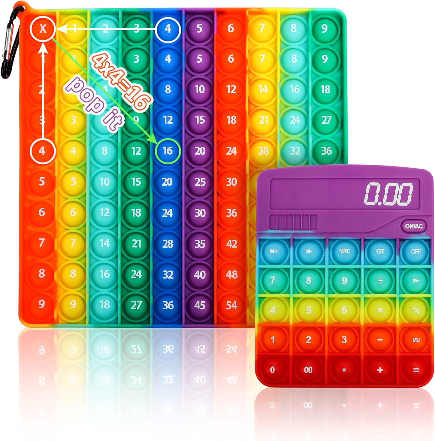 Amazon.com: Multiplication Pop It & Fidget 兒童計算器,Poppets Fidgets 學習玩具 ...