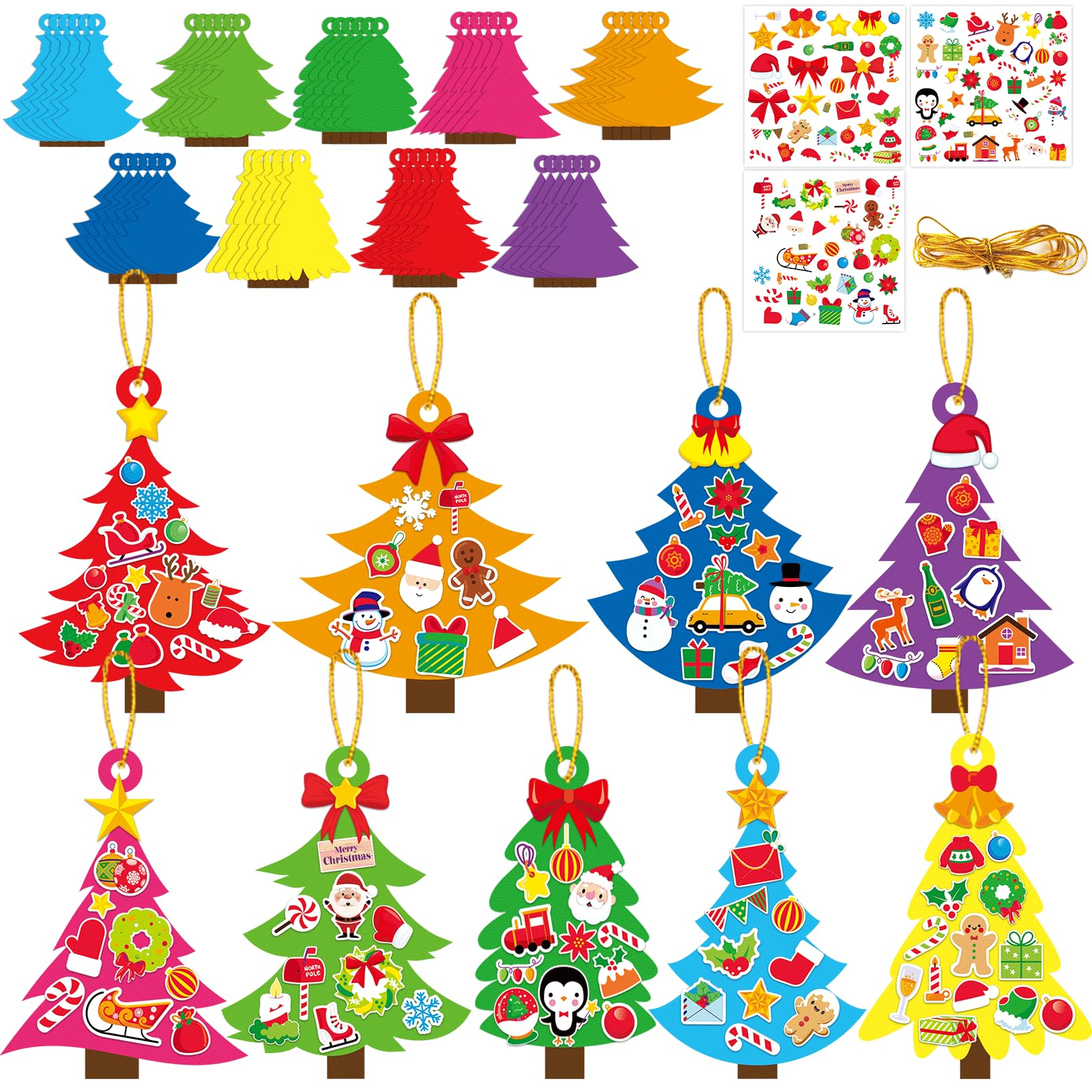 Amazon.com: Qyeahkj 45 Sets Christmas Tree Craft Kit for Kids DIY Xmas ...