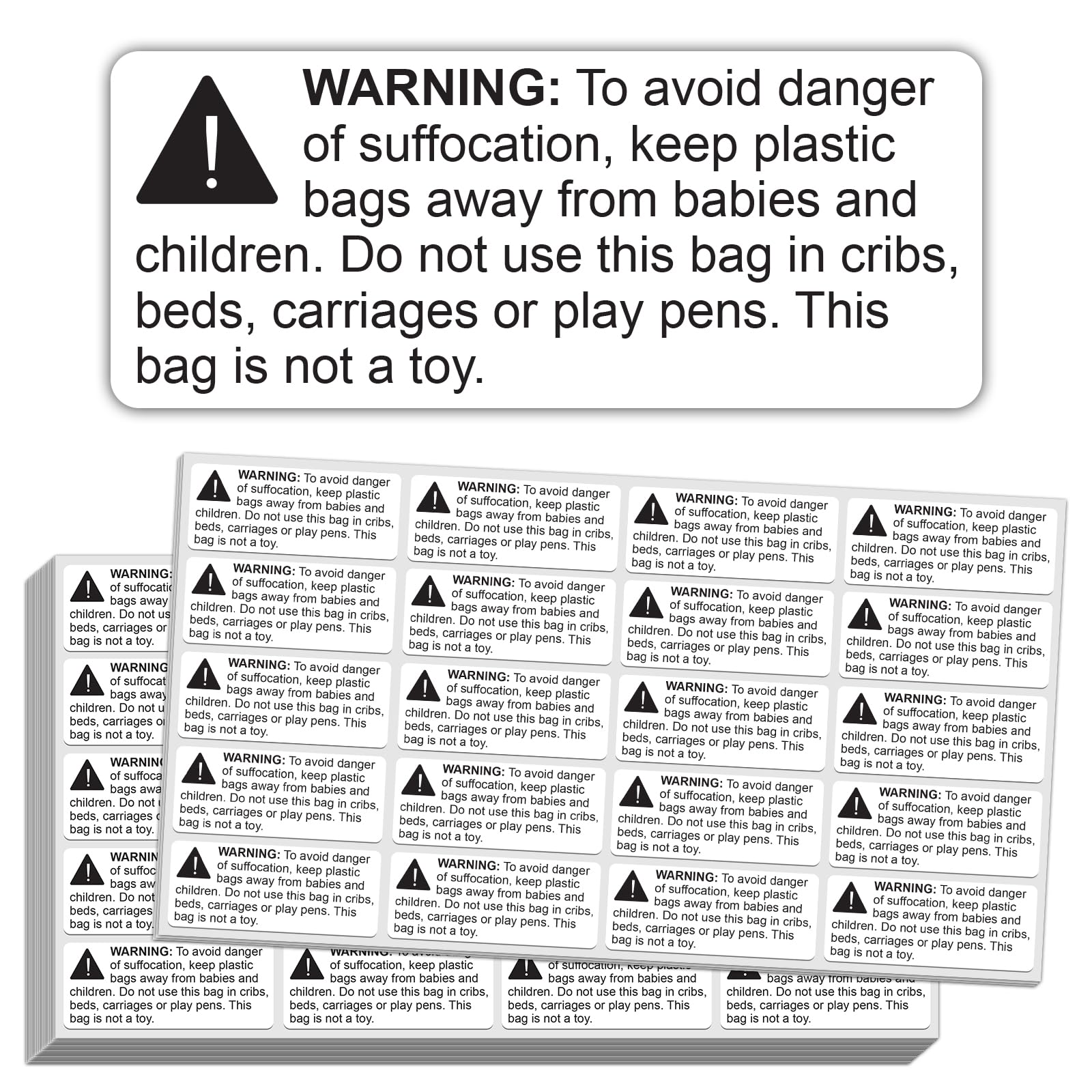 Snapklik.com : Anylabel 2.4 X 1 Rectangular Suffocation Warning Labels ...