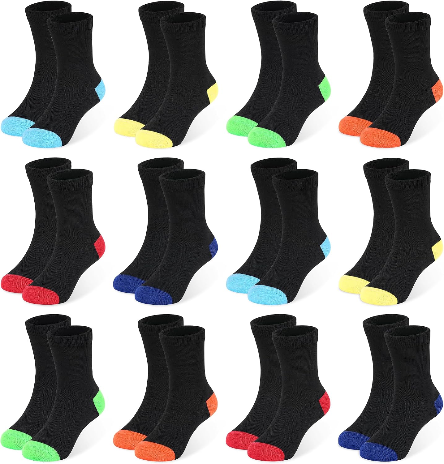 Amazon.com: LAETBBE 12 Pairs Toddler Socks Boys Crew Socks Kids Girls ...
