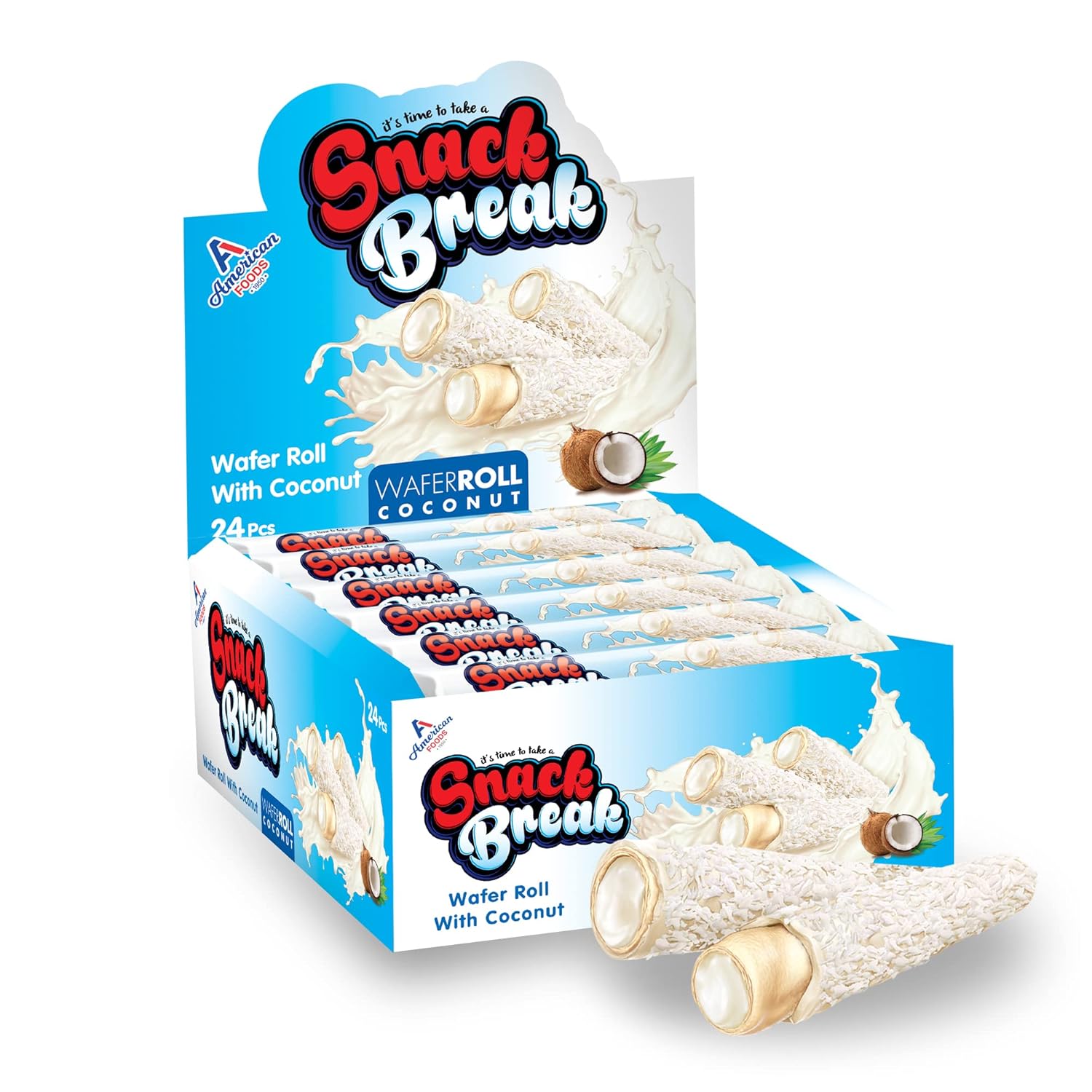 Amazon.com: Snack Break Coconut Wafer Rolls, Rolled Wafer Cookies ...