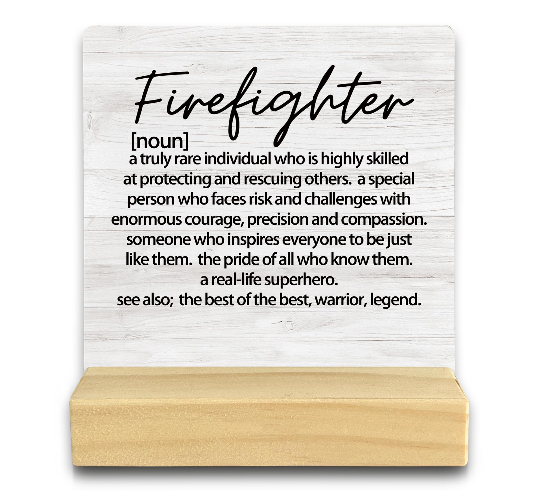Amazon.com: QASHWEY Firefighter Definition Wood Plaque Sign Desk Decor ...