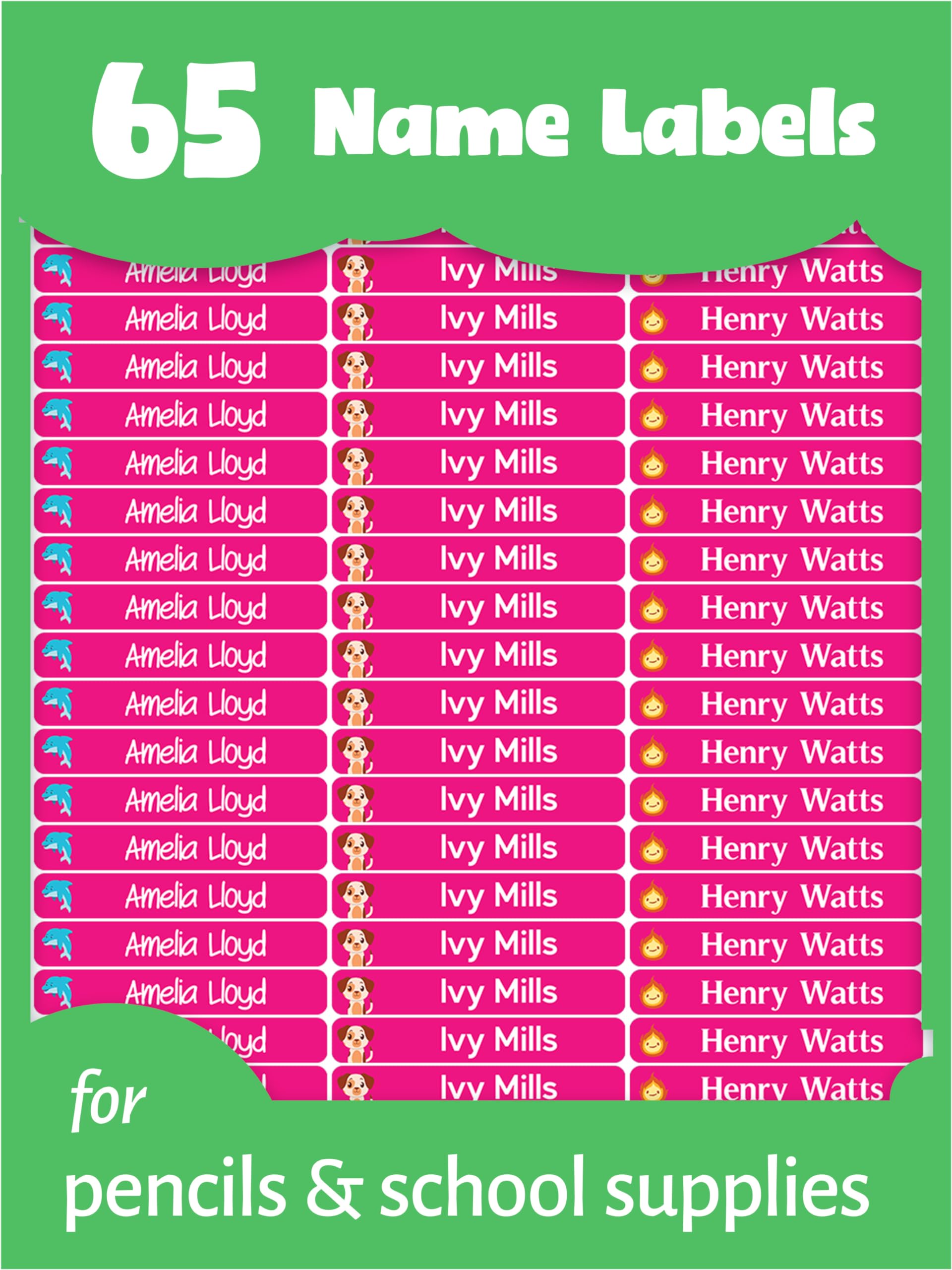 LabelTiger® Personalised Small Name Labels for School Supplies - (65 ...