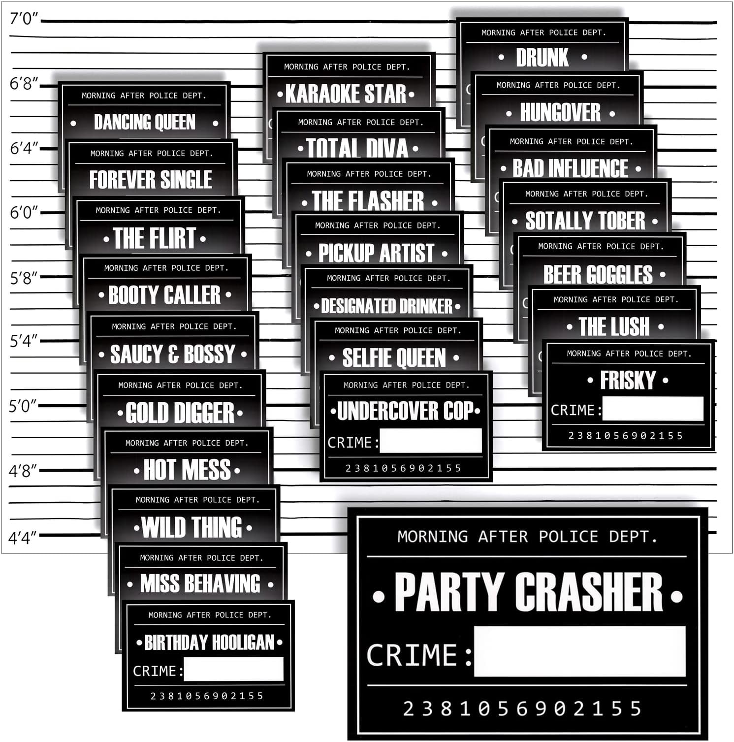 Amazon.com: Roaring 20s Mug Shot Photo Booth Props, Height Chart ...