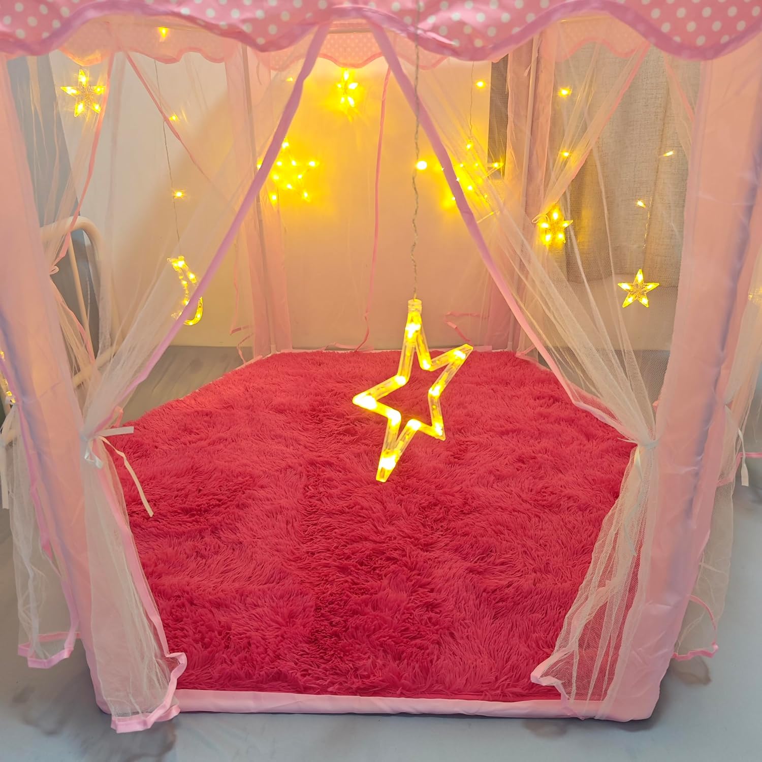 Amazon.com: NKHOW Pink Hexagon Rug - Fluffy Rug for 55x53 Girls ...