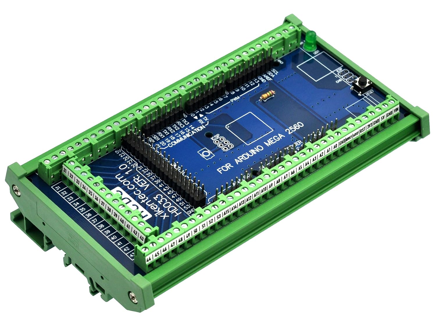 DIN Rail Mount Pinout Breakout Terminal Block Module for Arduino MEGA ...