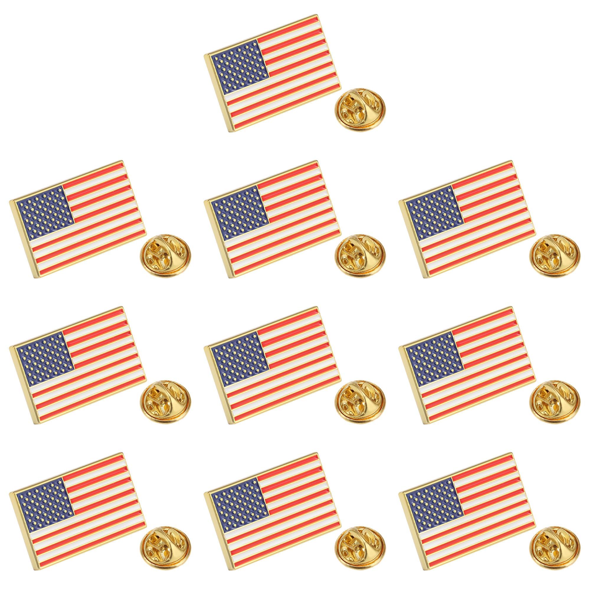 Small Plastic American Flag Lapel Pins 12 Pack US 8in X 12in Stick