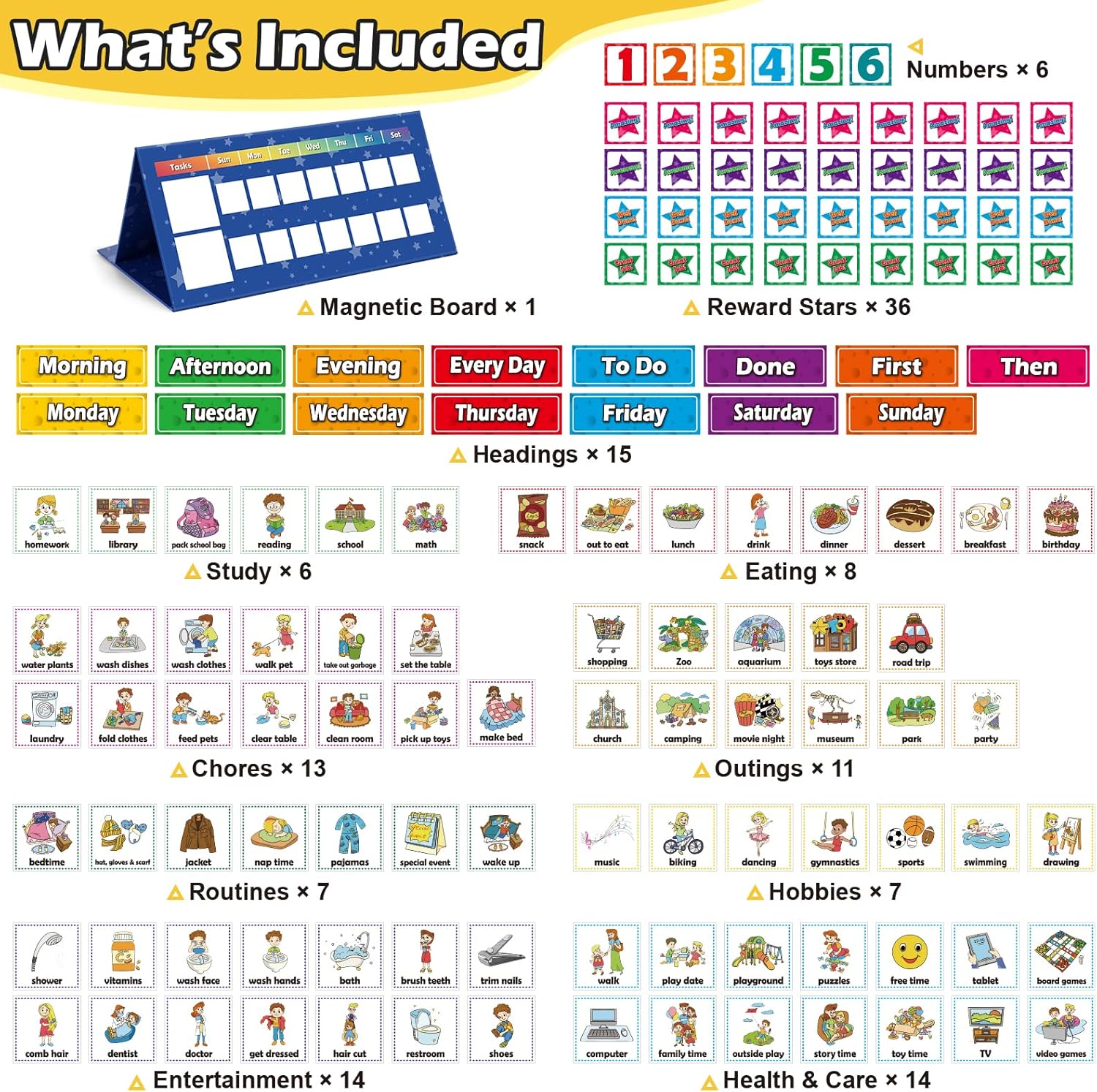 Visual Schedule for Kid Chore Chart,Magnetic Morning Bedtime Routine ...