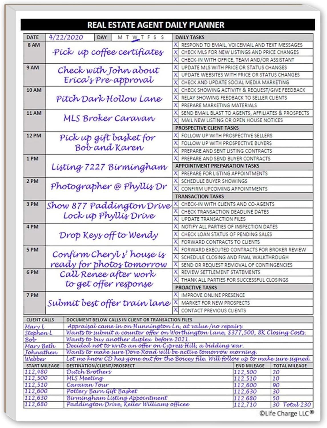 Real Estate Agent Supplies - Daily Planner Task List Notepad. Simple ...