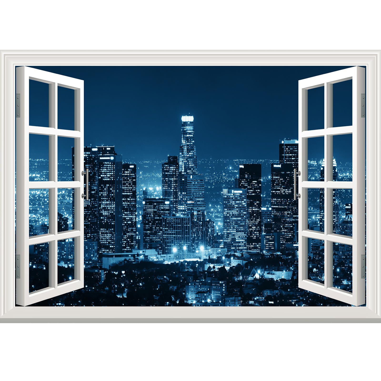 Awexzecor Fake Window Wall Mural Sticker -New York City Night viewFaux ...