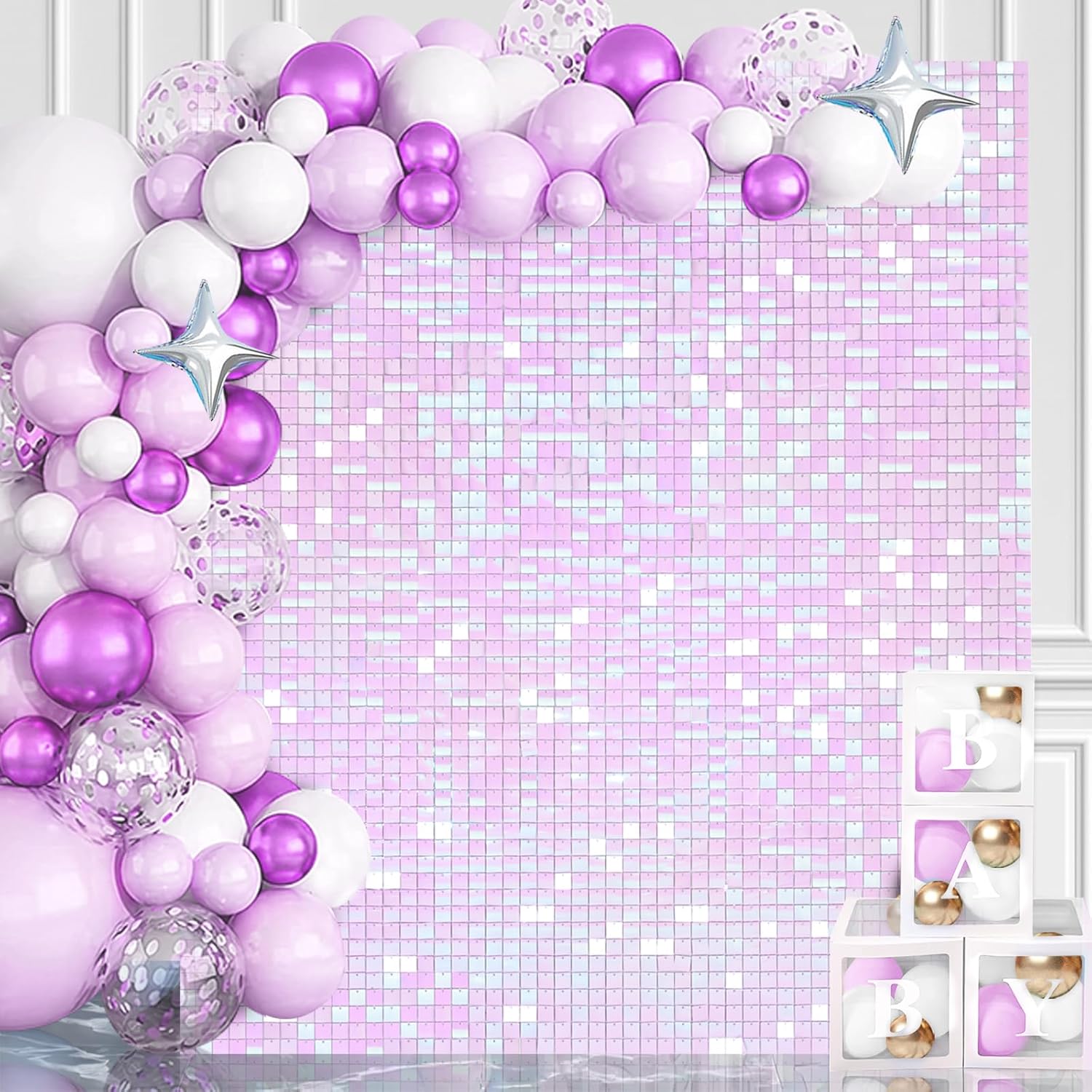 Amazon.com : Shimmer Wall Backdrop Panels 24PCS Shimmer Backdrop Square ...