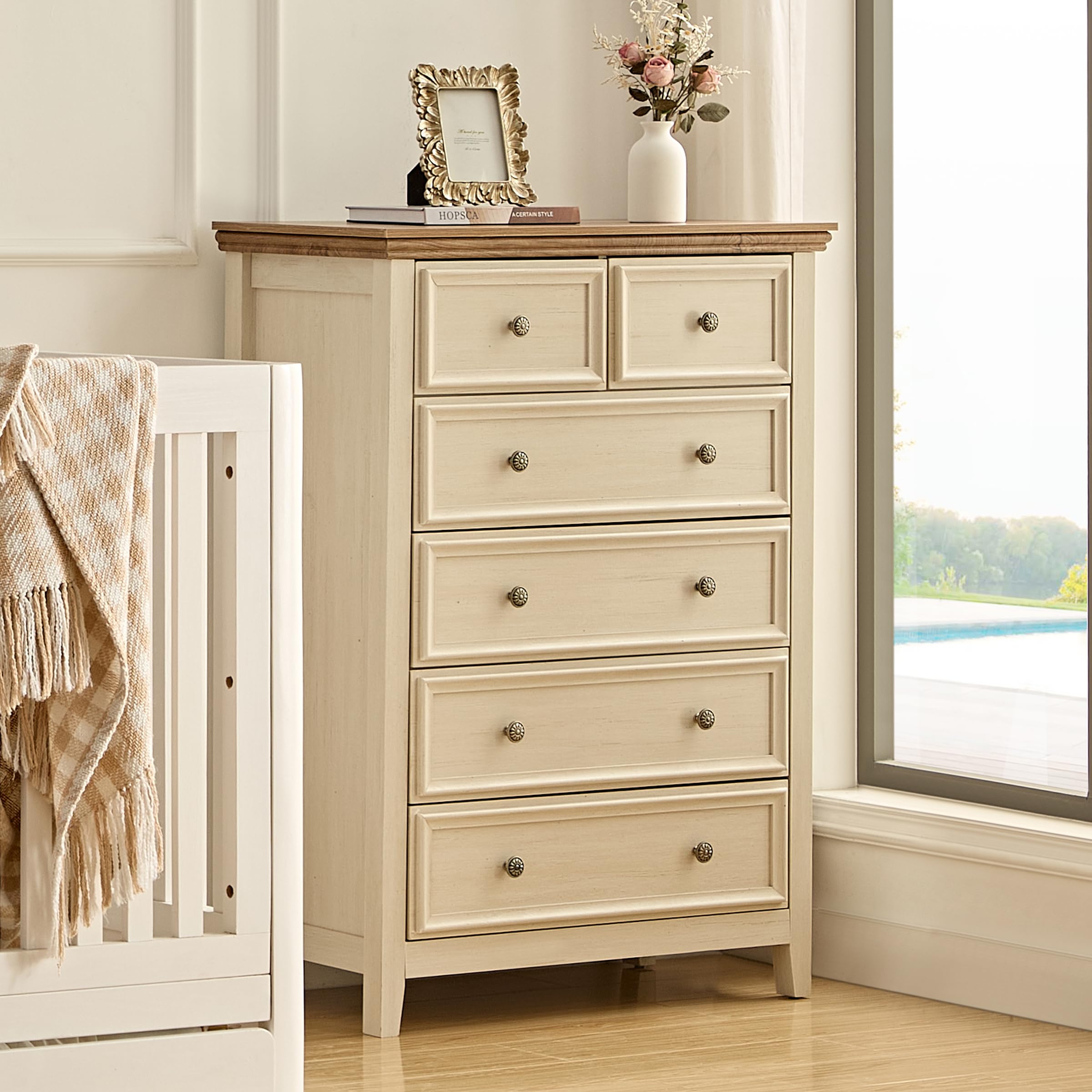 Amazon.com: BOSHIRO Dresser for Bedroom,6 Chest of Drawers, Farmhouse ...