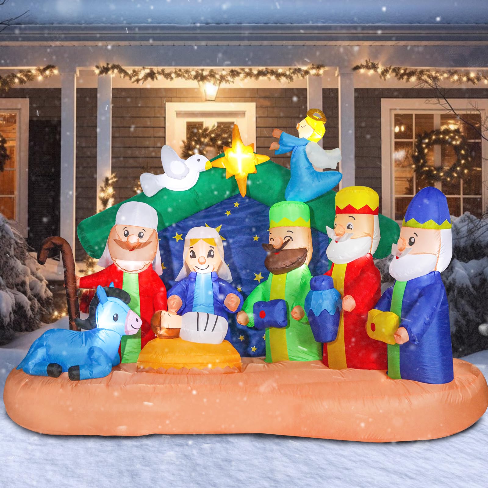 Amazon.com: 8 FT Christmas Inflatable Decorations Nativity, Outdoor ...
