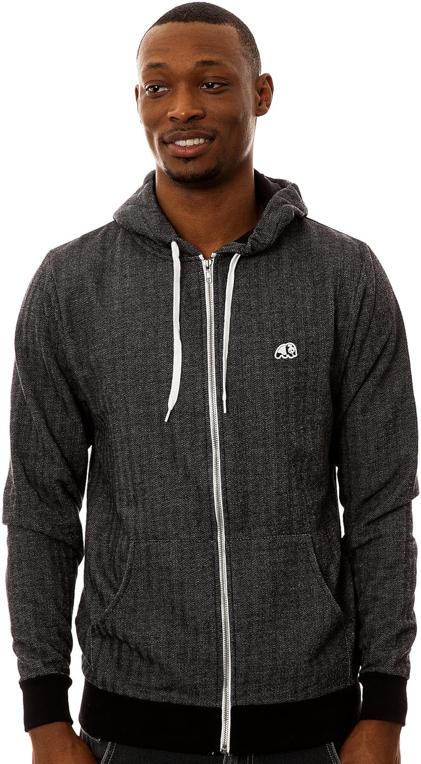 Enjoi Men's The Panda Patch Herringbone Zip Up Hoody Small Black at ...