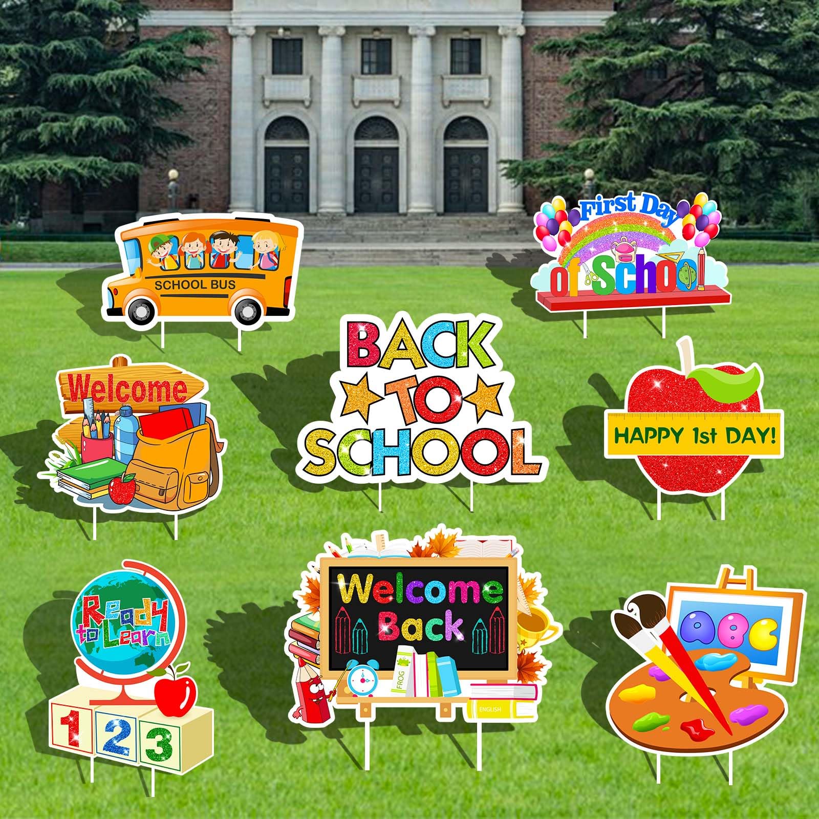 Amazon.com : 8pcs Back to School Yard Signs, First Day of School Ready ...