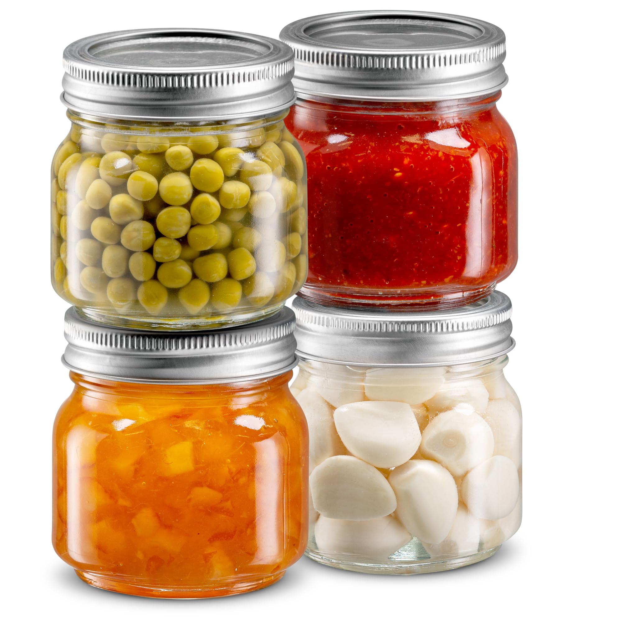 Sweeler 8oz Glass Canning Jars with Lids and Bands, Regular Mouth Mason ...