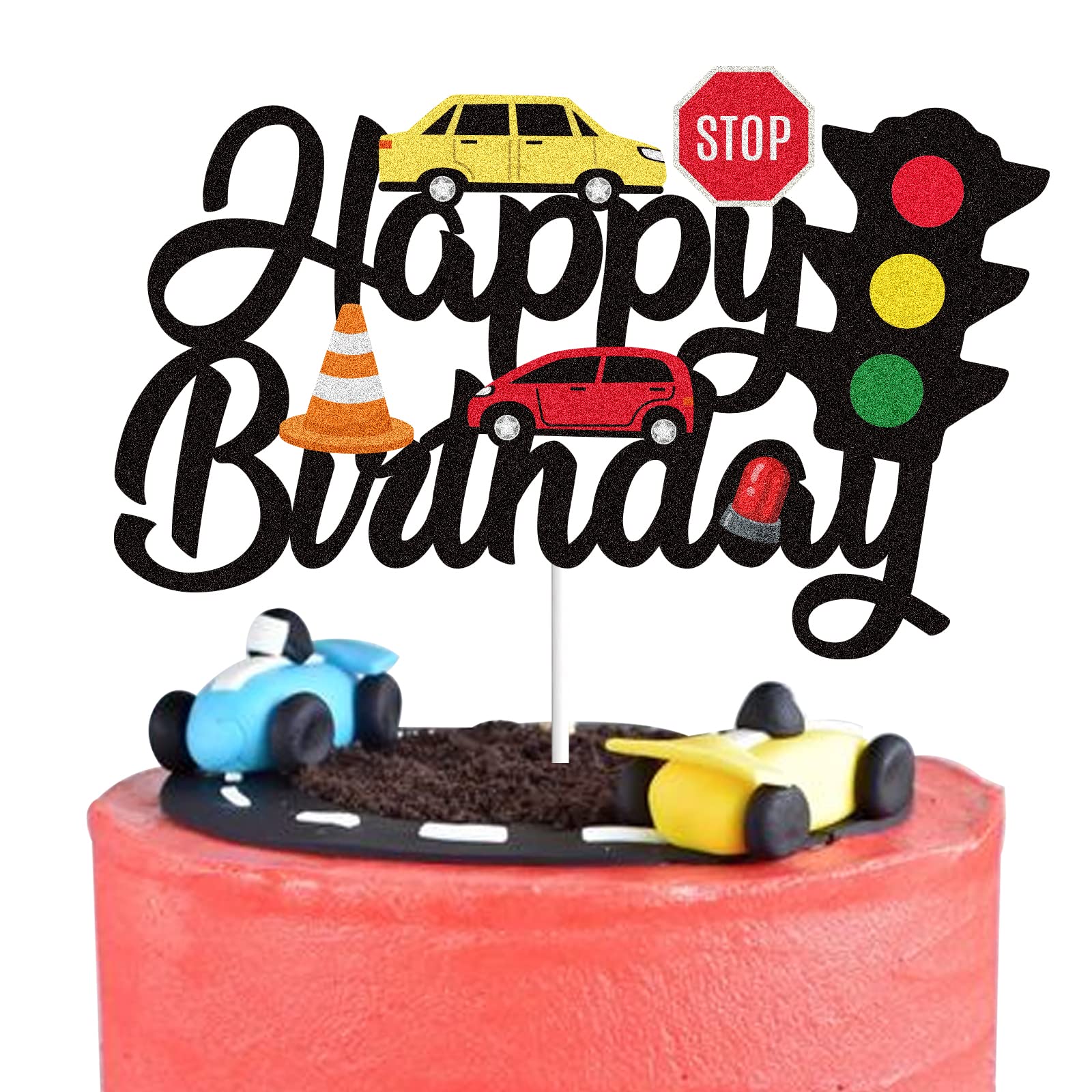 Amazon.com: Transportation Traffic Light Happy Birthday Cake Topper ...