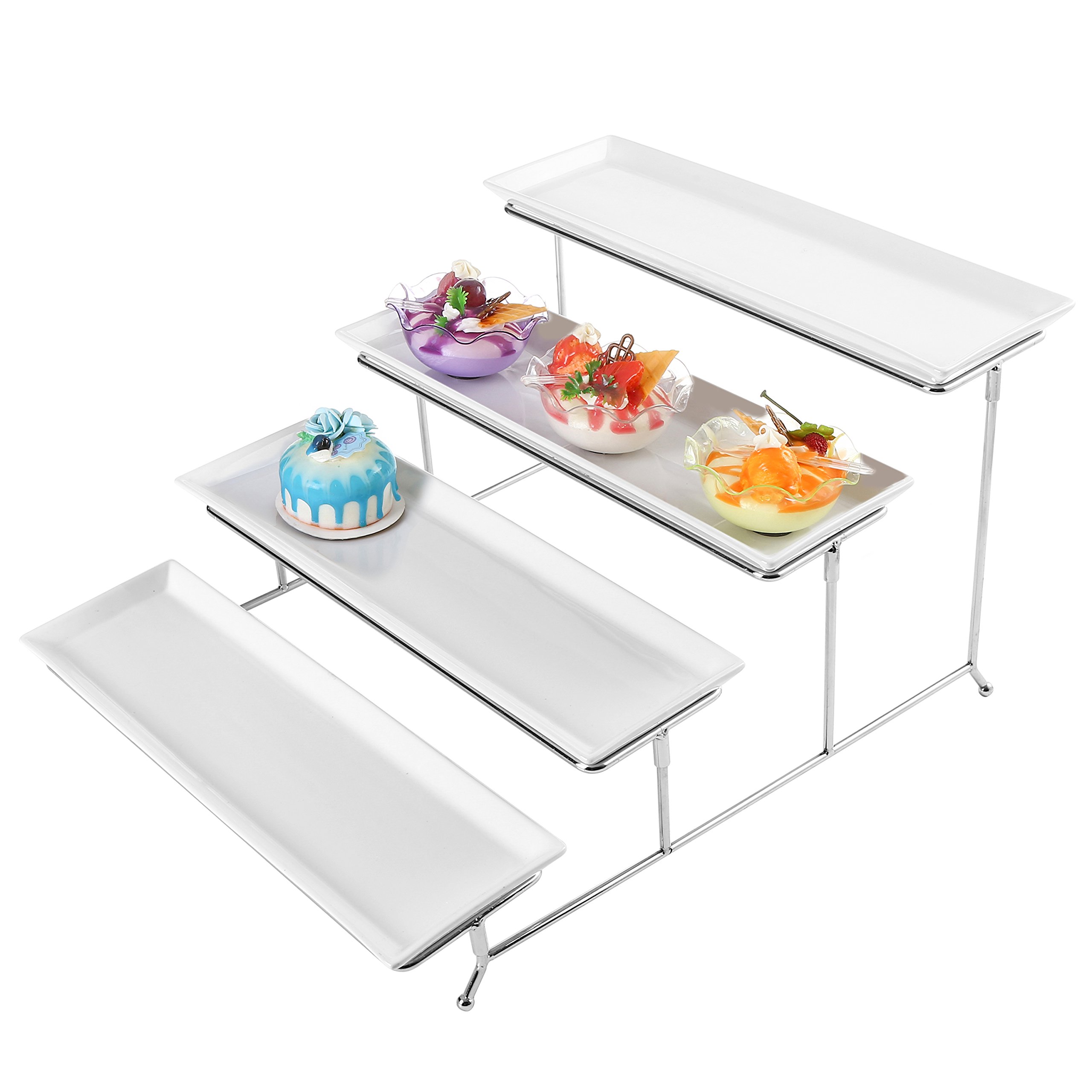 Snapklik.com : 4 Tier White Ceramic Party Serving Platter/Food Display ...
