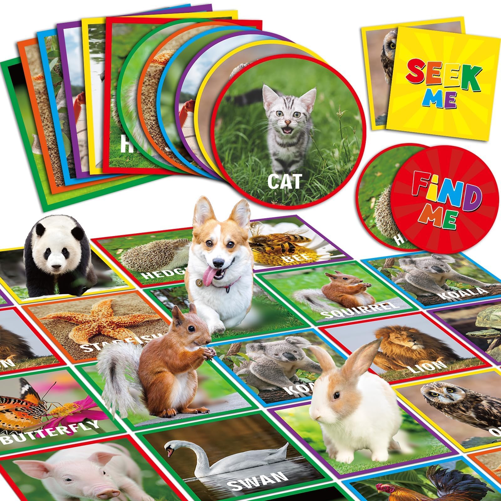 Amazon.com: 72Pcs Giant Animal Matching Memory Game for Kids Real ...