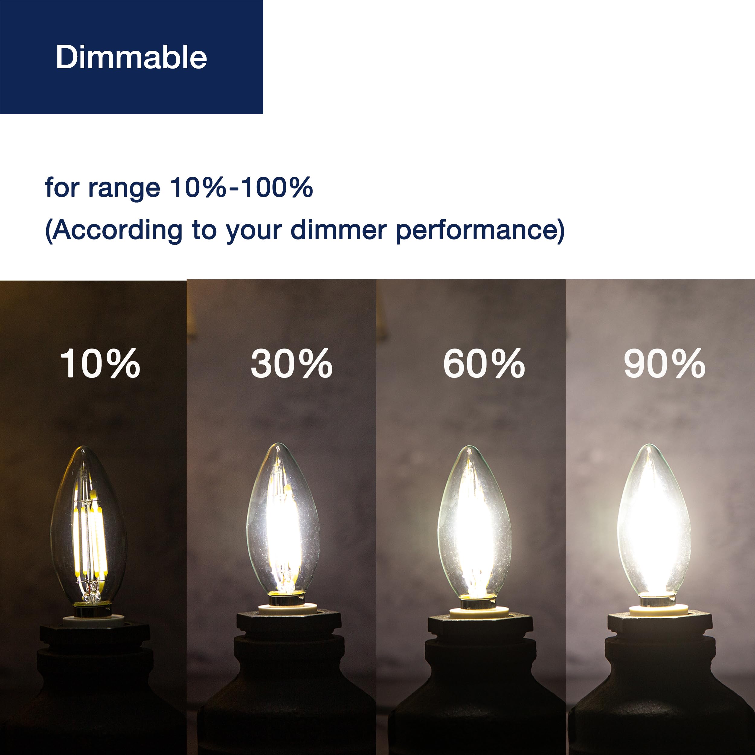 Snapklik.com : 60W Equivalent LED Candelabra Bulbs, Dimmable LED ...