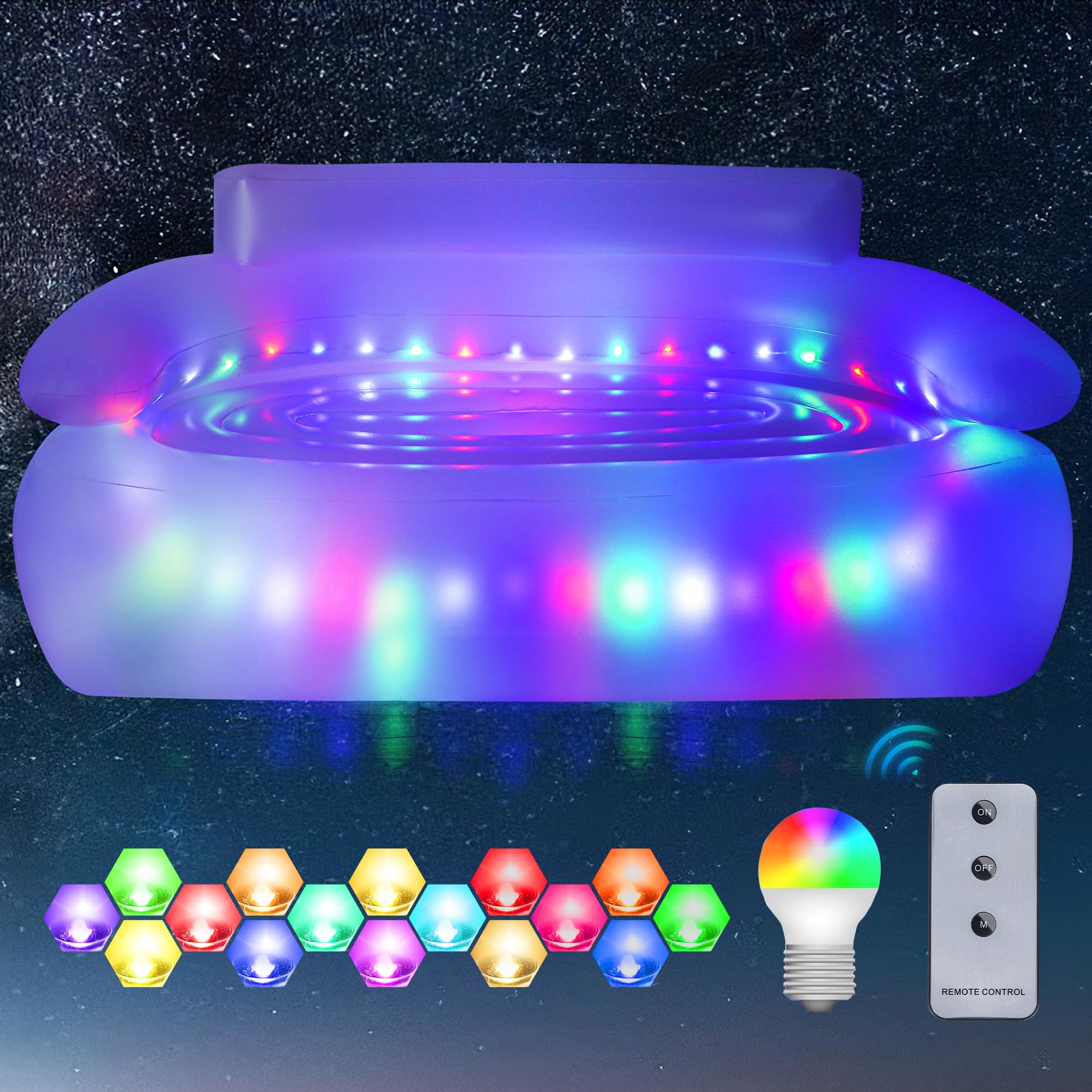 Amazon.com: MIICASA Double Inflatable Couch Sofa Camping Chair, LED ...