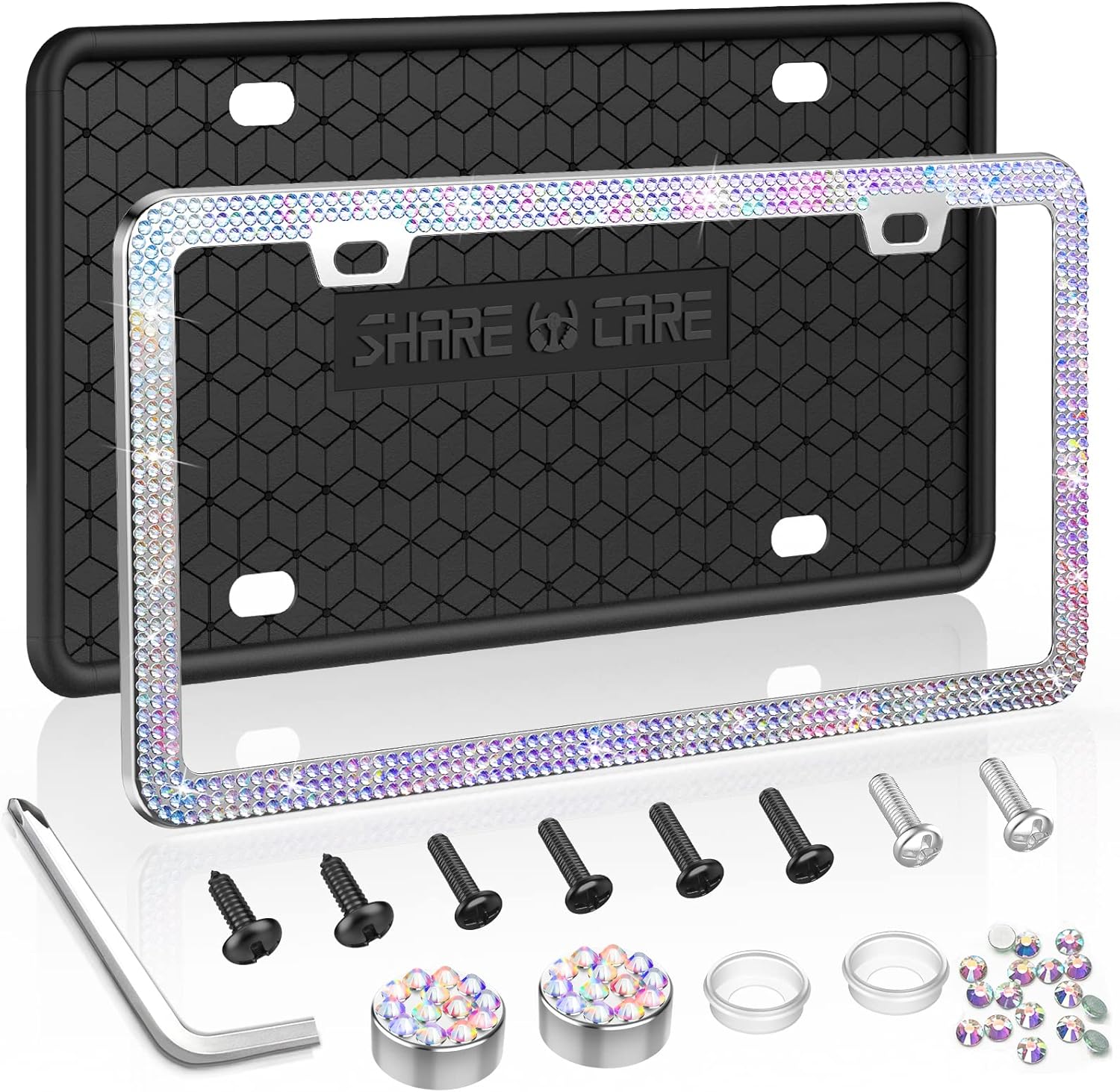 Amazon.com: QiqaMole 2 Pack License Plate Frame Include 1 Silicone ...