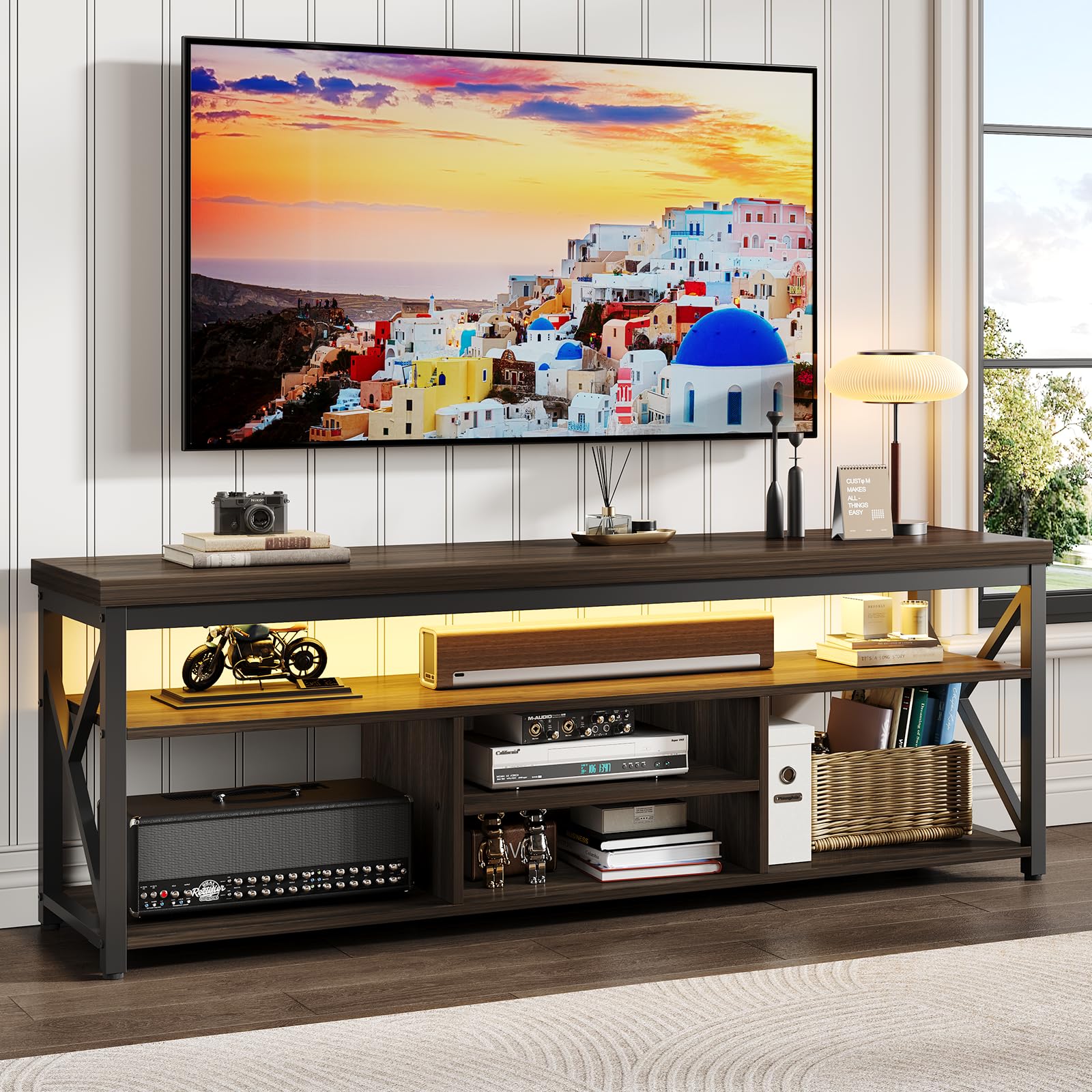 Amazon.com: ONBRILL TV Stand with Power Outlets, Industrial TV Stands ...