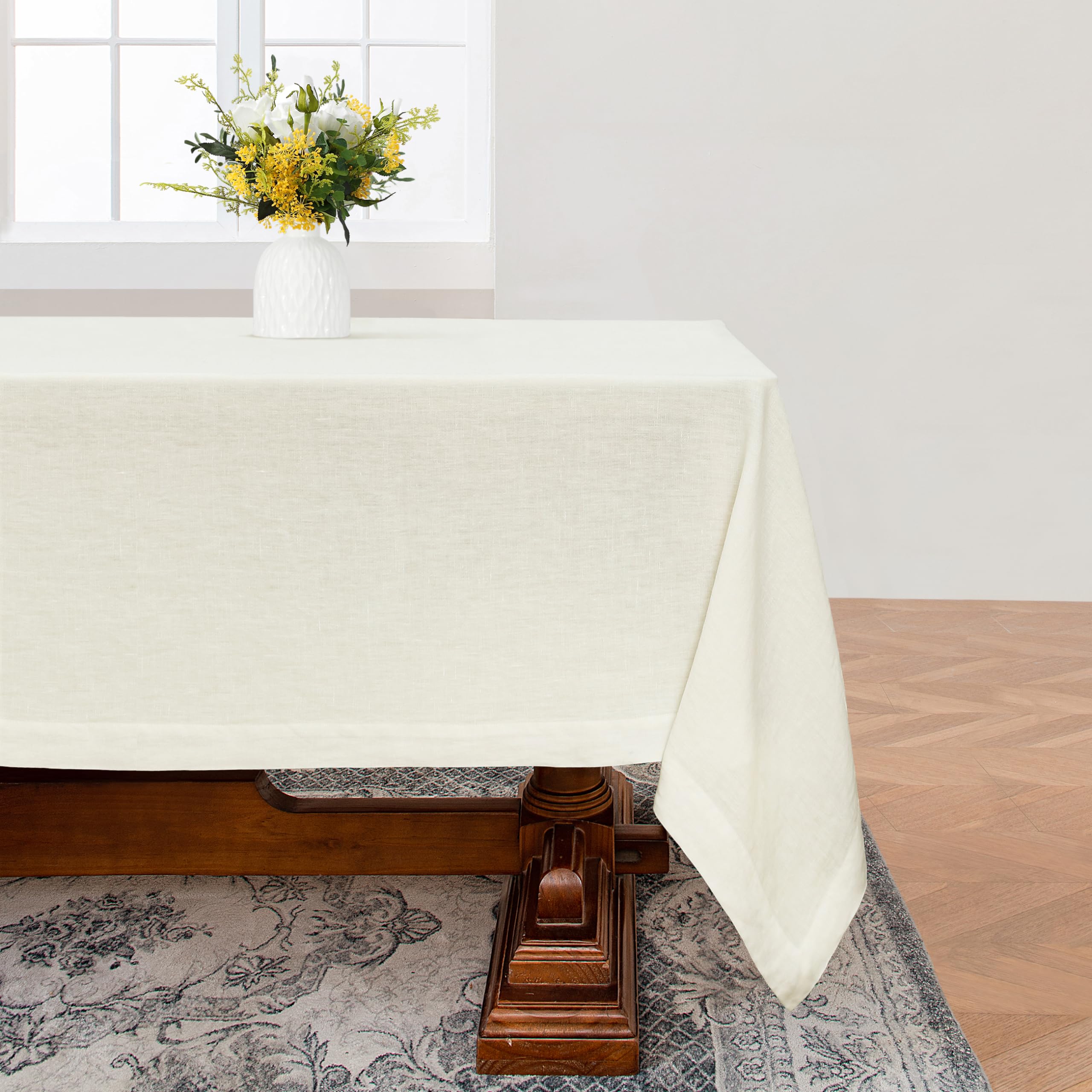Amazon.com: L Linen World 100% Linen Tablecloth,60x120Inch Table Cloth ...