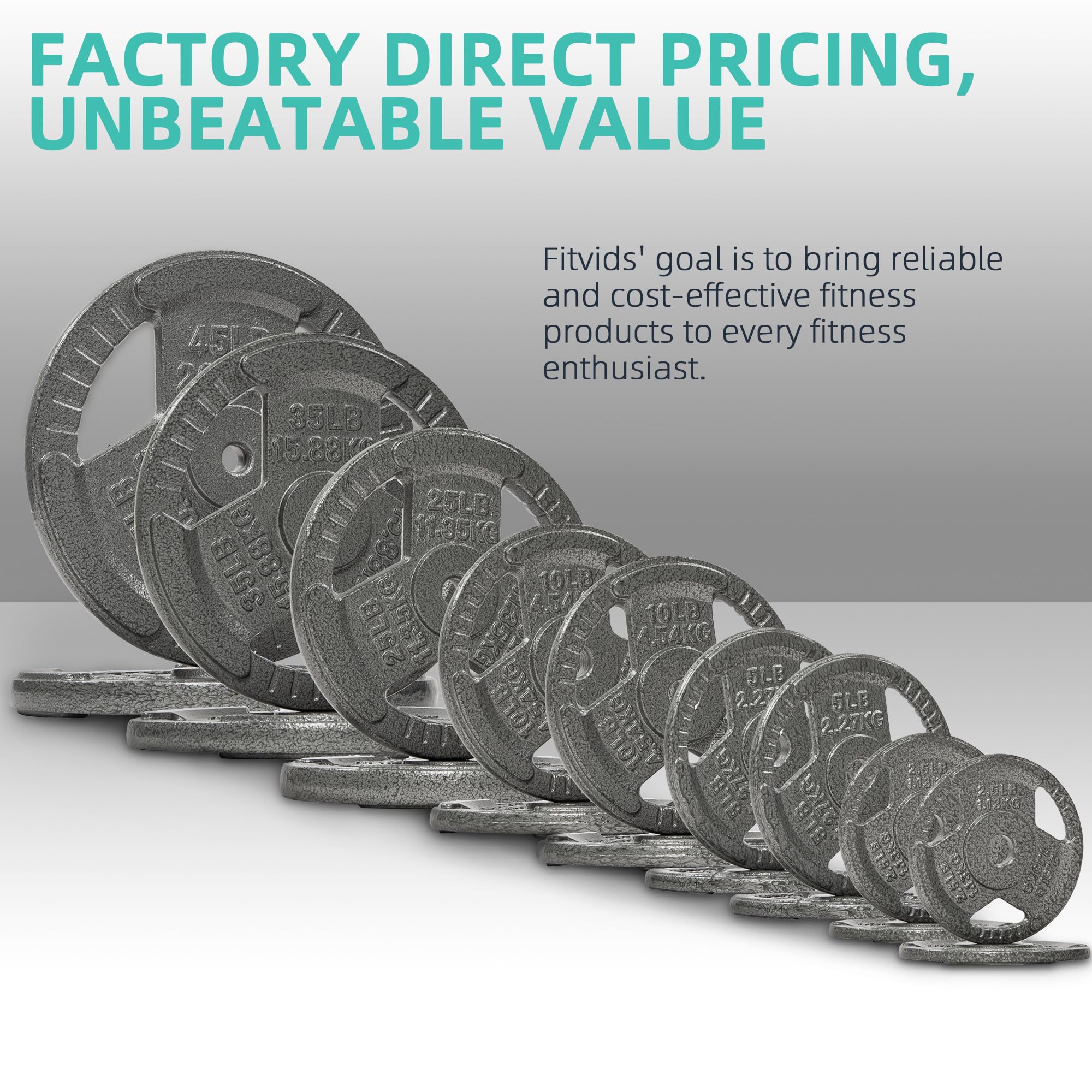 Snapklik.com : Fitvids Barbell Weight Set, Cast Iron 1" Standard Weight ...