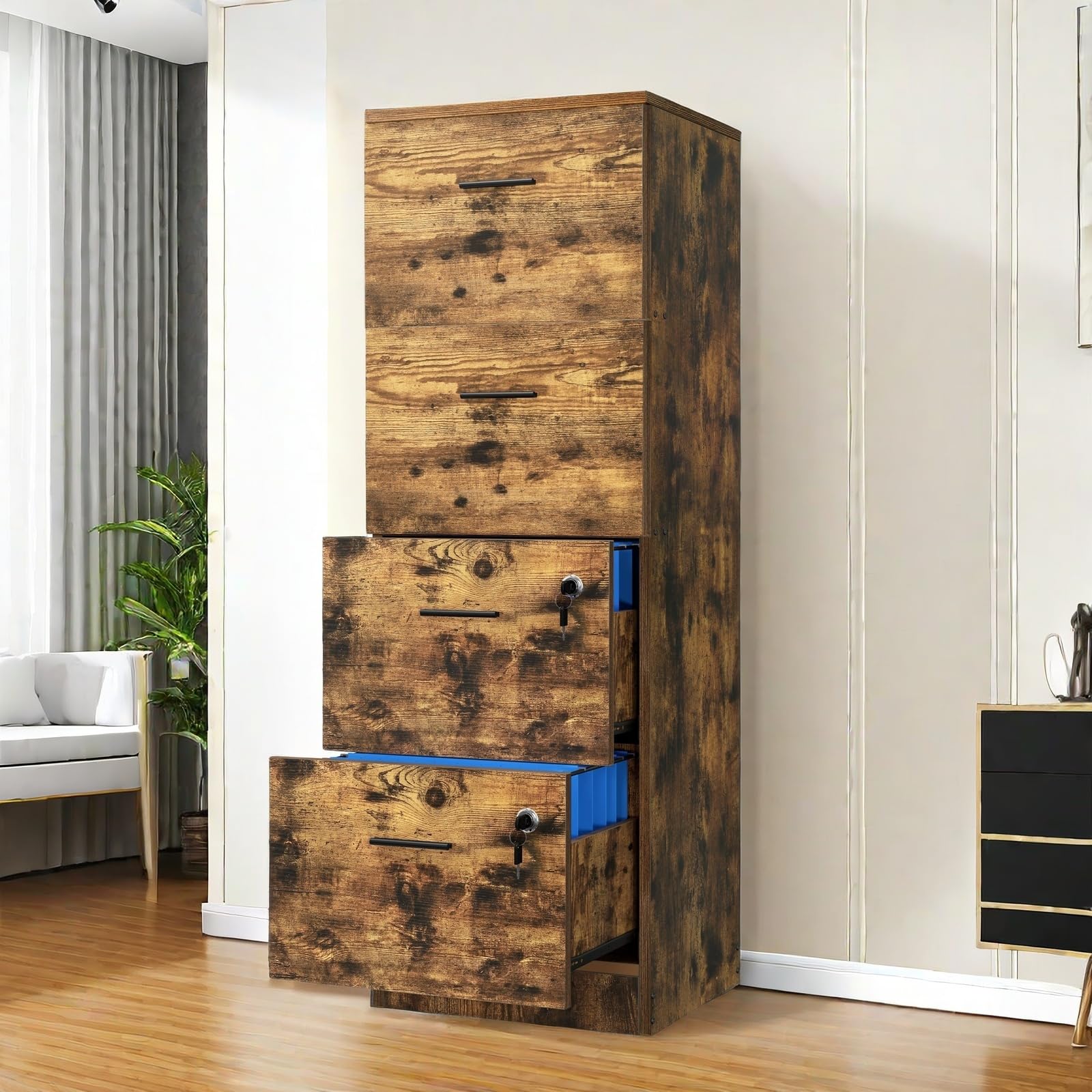 Amazon.com: YITAHOME 4 Drawer Office Chest File Cabinets with Lock, 15. ...