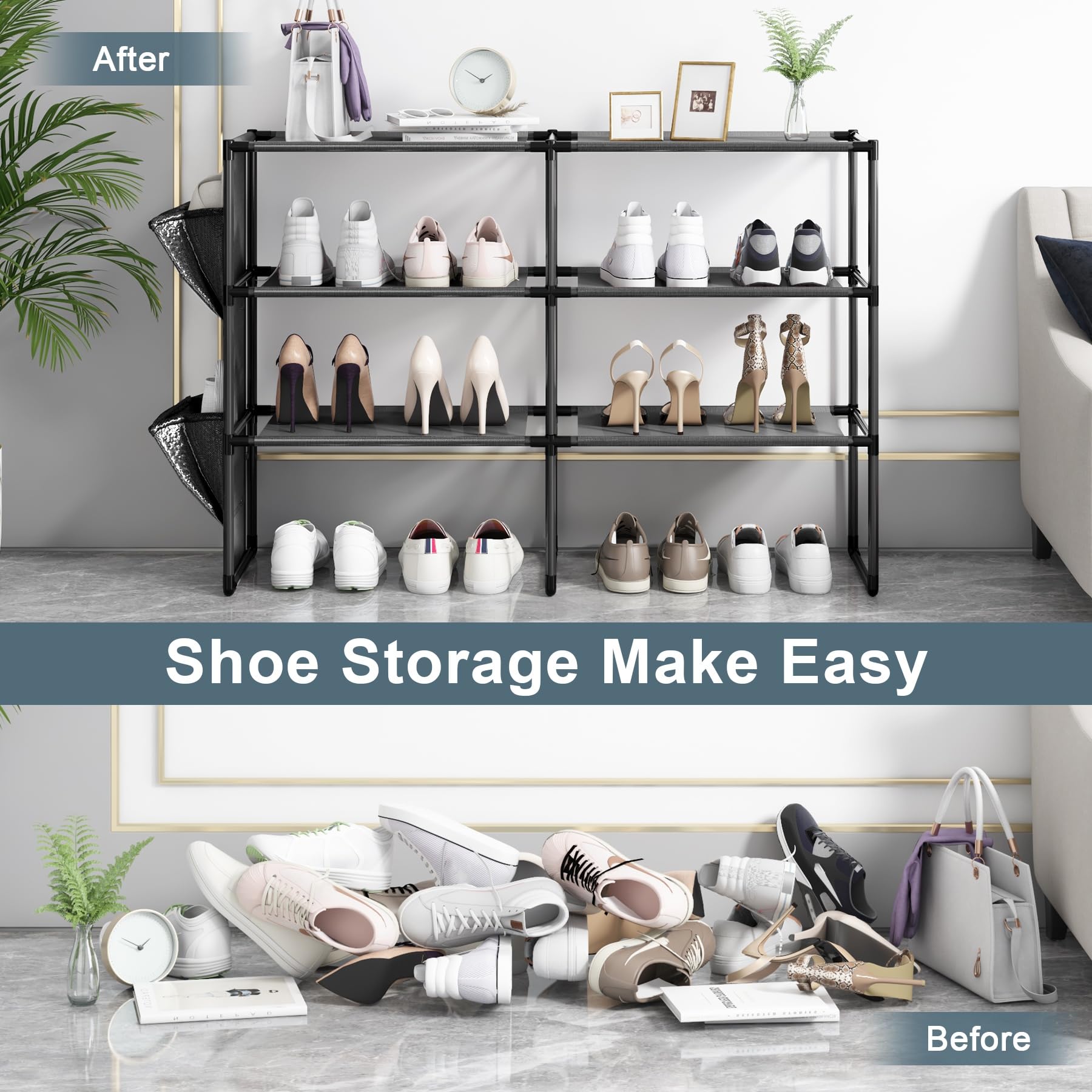 Snapklik.com : Amazer 4 Tiers Shoe Rack For Closet, Shoe Storage ...