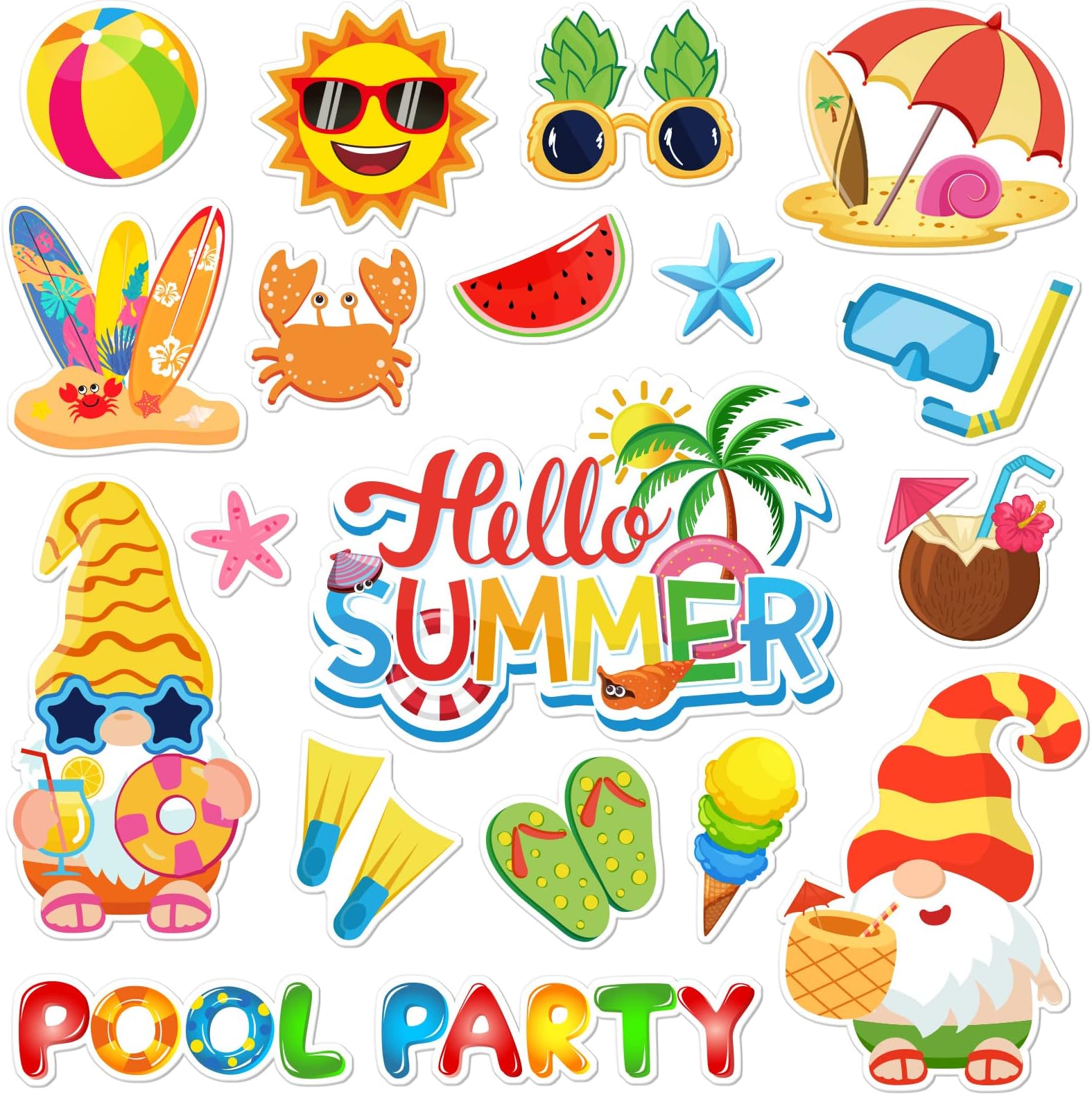 Amazon.com: 42 Pcs Summer Thick Gel Clings Hawaiian Tropic Window Gel ...