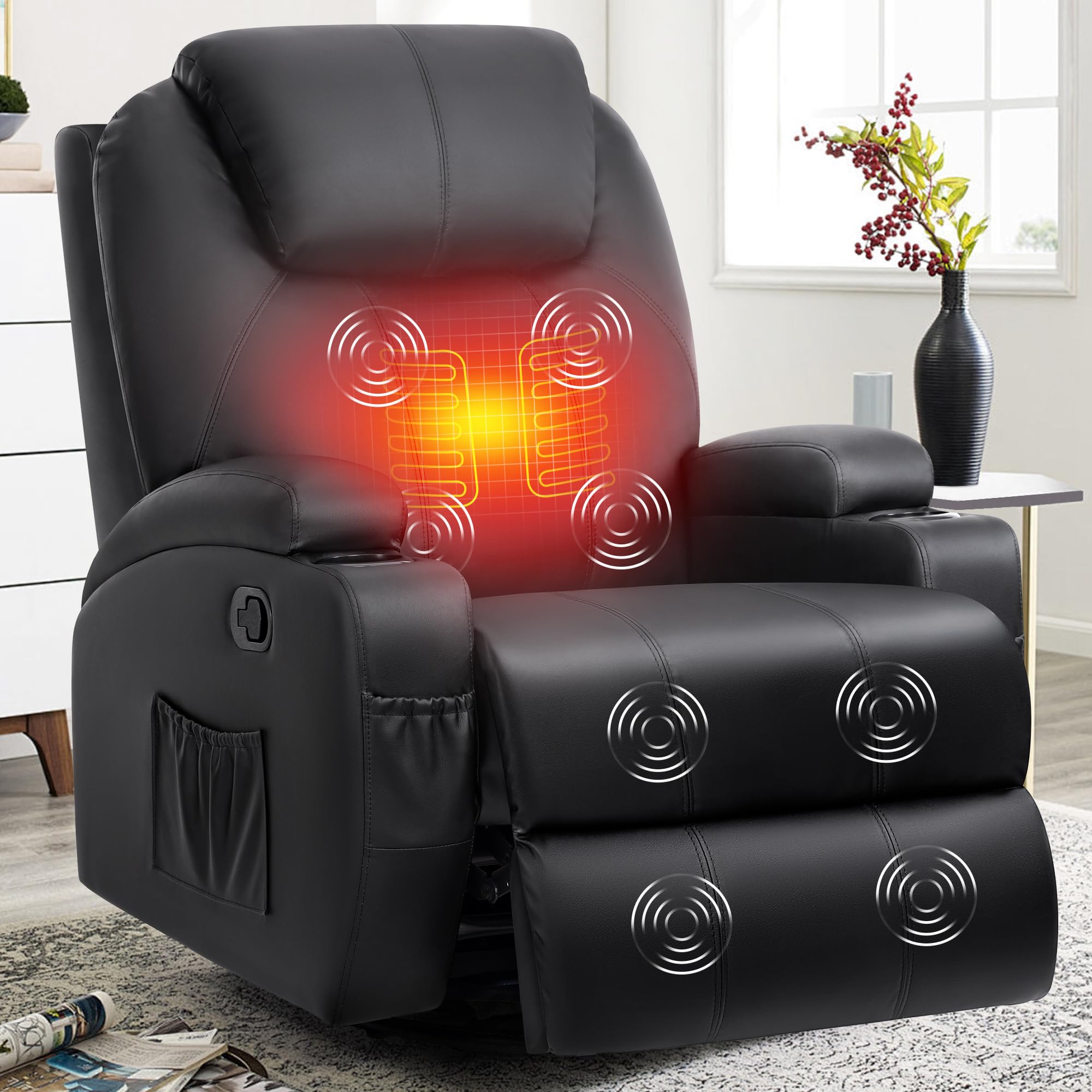 Amazon.com: FINATI Rocking Recliner Chair, 360°Swivel Glider Chair for ...