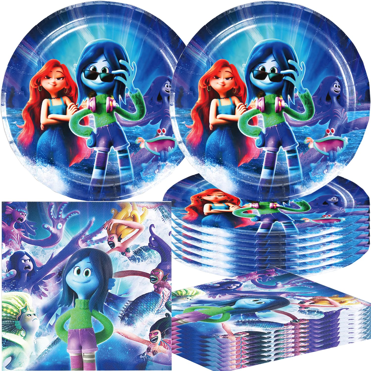 40PCS Ruby Gillman Birthday Party Supplies include 20 plates, 20 ...