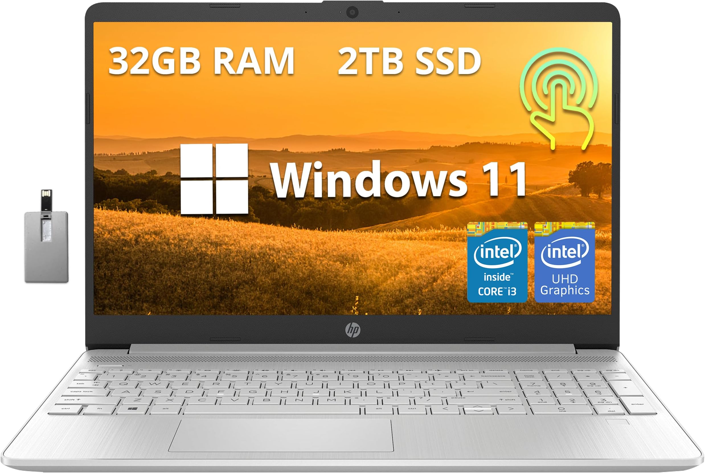 HP 15.6" HD Touchscreen Laptop, Intel i3-1215U Processor, 32GB DDR4 ...