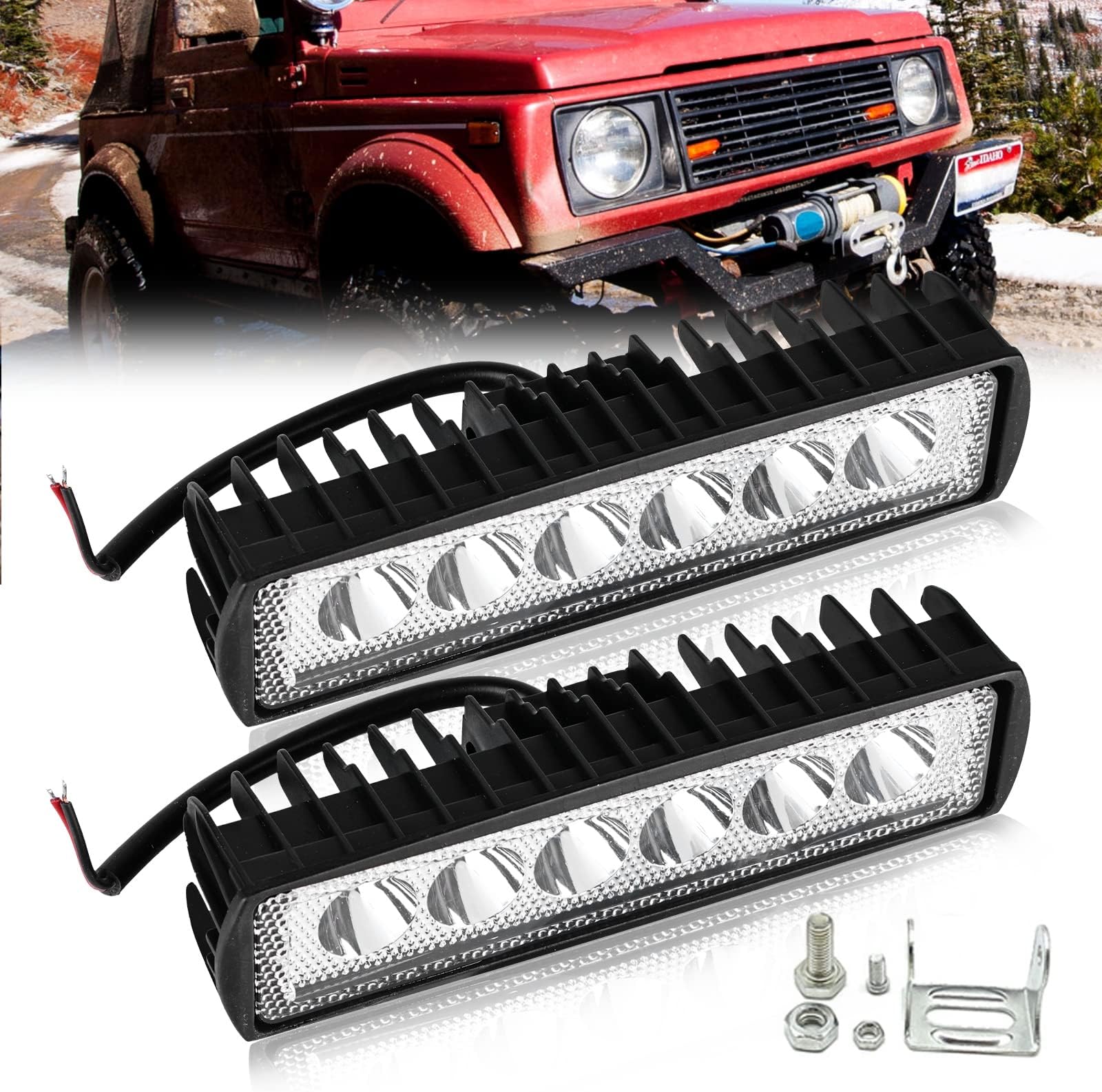2 Stück LED Arbeitsscheinwerfer, 18W Offroad LED Scheinwerfer 12V/24V ...