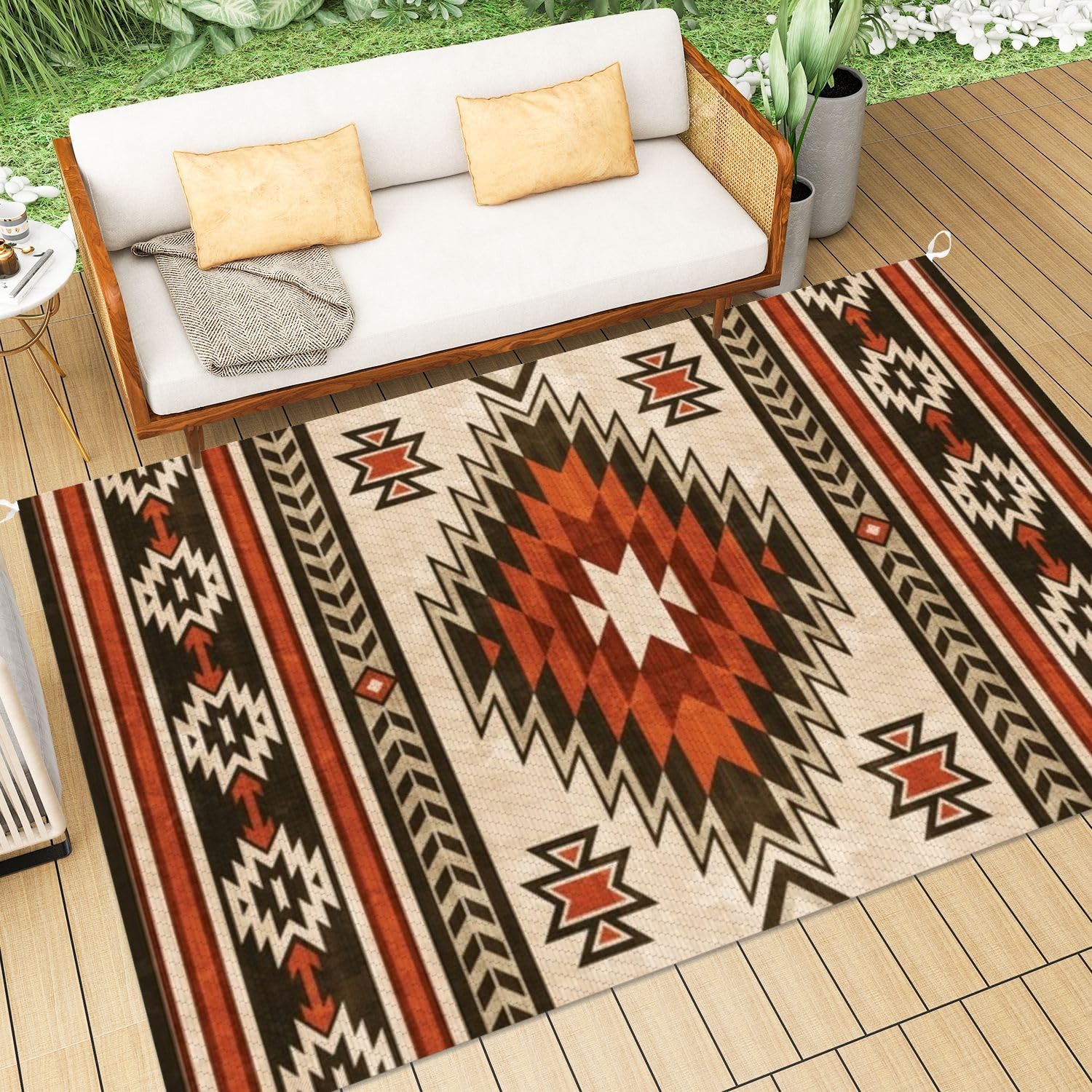 Amazon.com: Outdoor Area Rug Native American Southwest Aztec Pattern ...