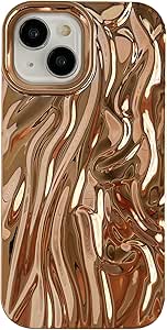 Amazon.com: Caseative for iPhone 15 Case,Pleated Water Ripple Chrome Wave Pattern Soft Phone ...