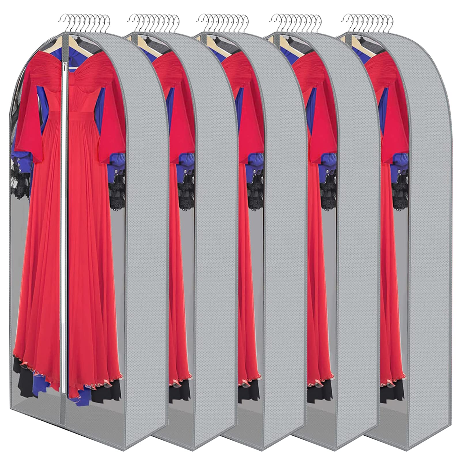 Newthinking Clothes Covers Protector Bags 60'', 5 Pack Hanging Clothes ...