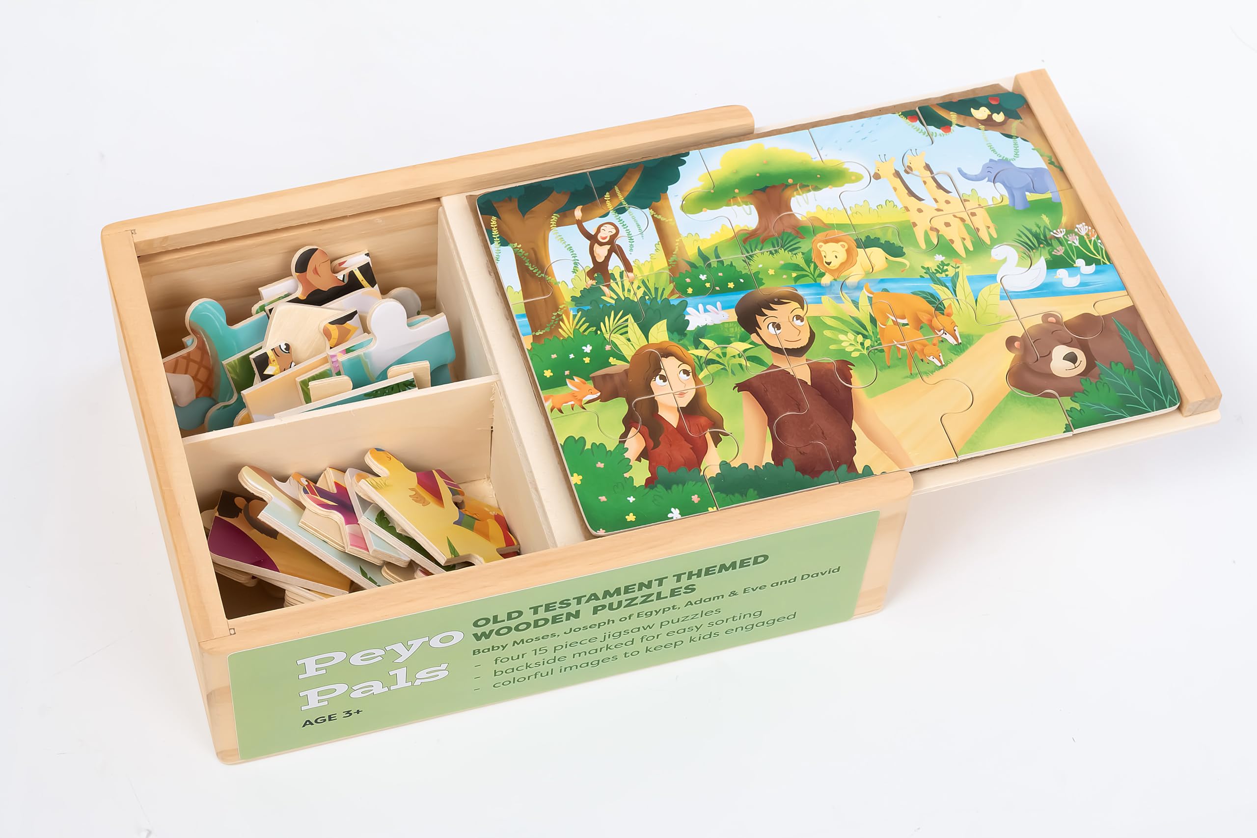 Amazon.com: PEYO PALS Bible Puzzles for Kids | 4-in-1 Wooden Jigsaw ...