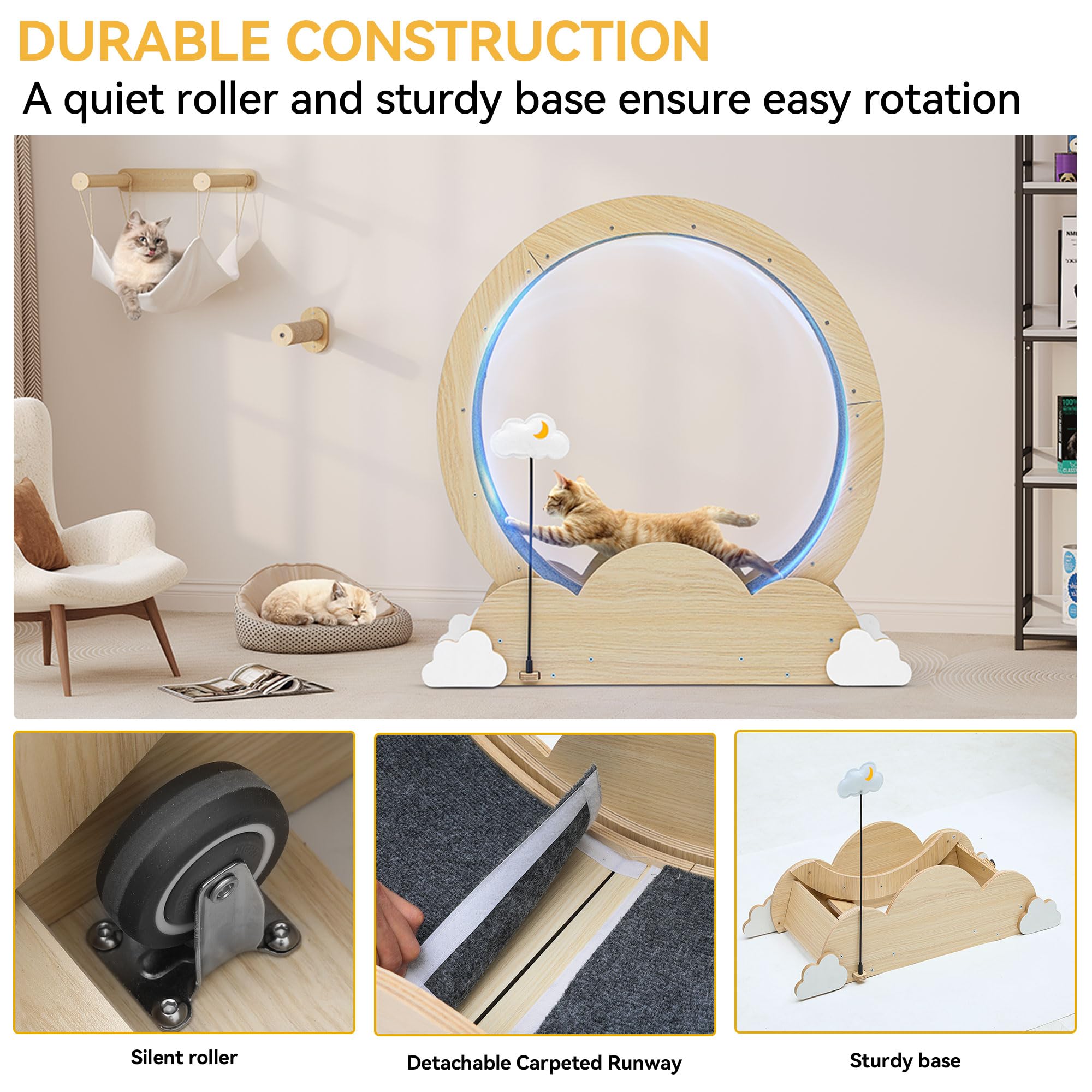 Snapklik.com : DWVO 37in Cat Exercise Wheel For Indoor Cats