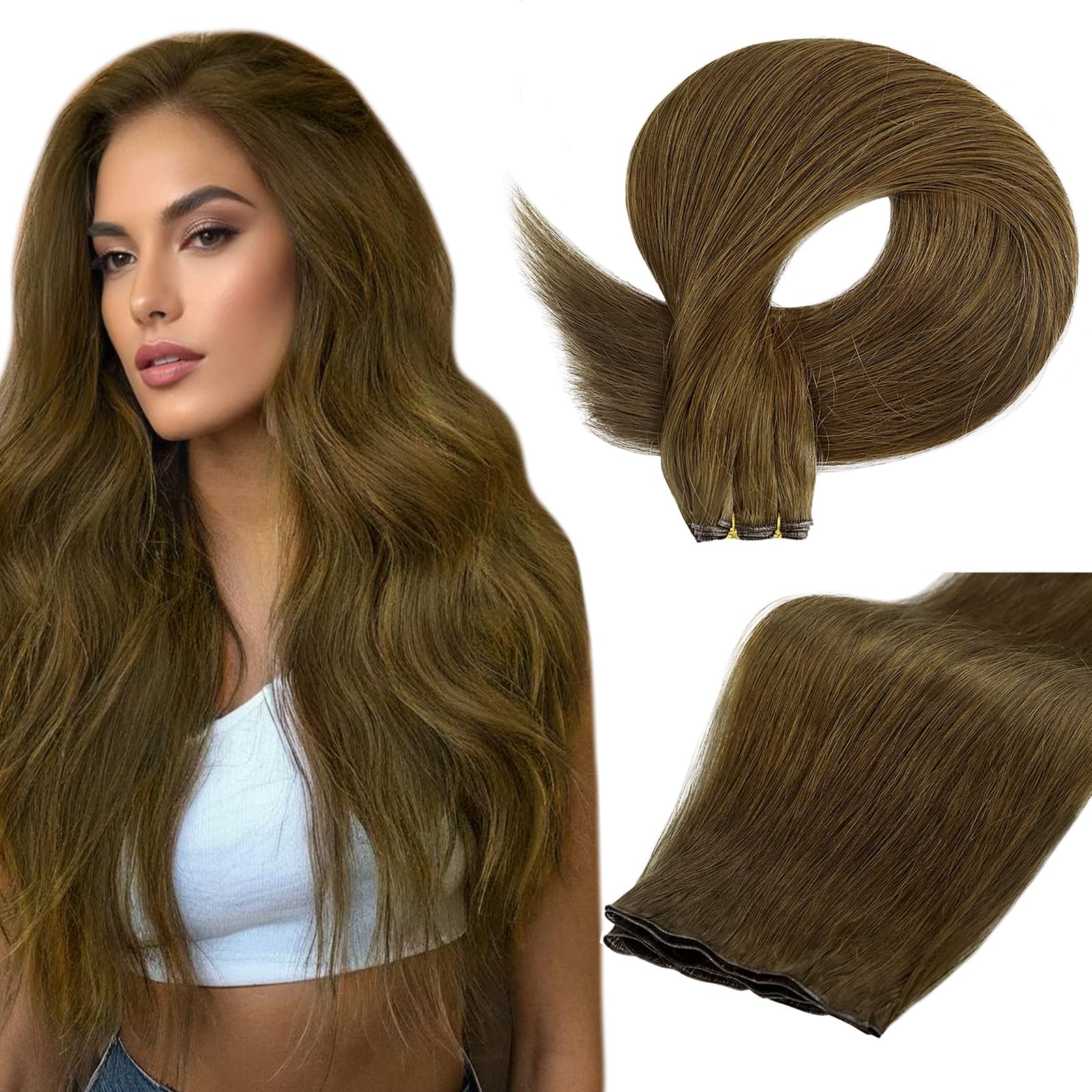 Amazon.com : Full Shine Sew In Hair Extensions Real Human Hair 22 Inch ...