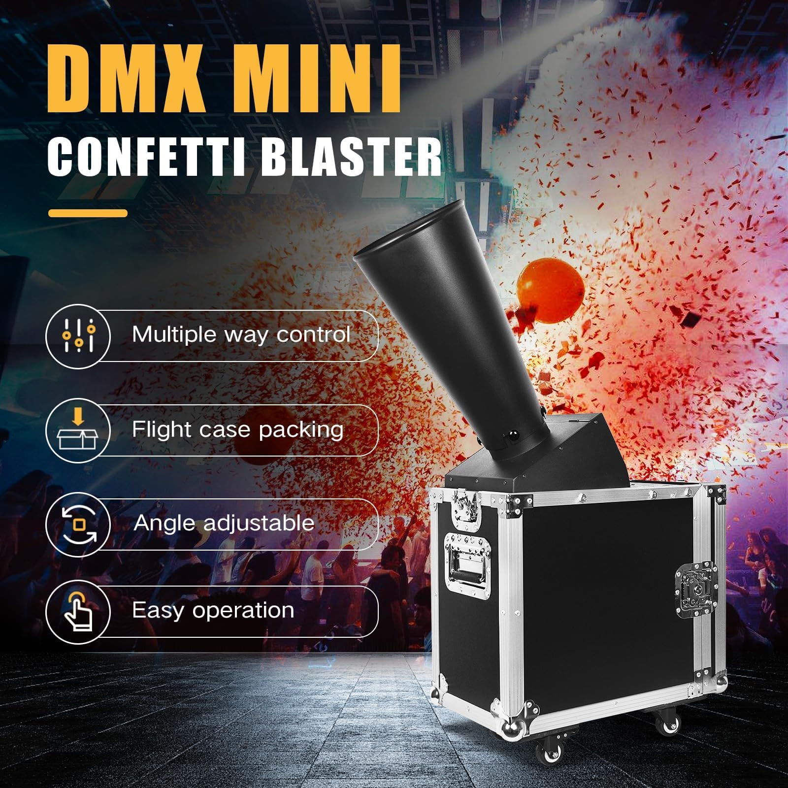 Snapklik.com : Mini DMX CO2 Confetti Machine Rainbow Confetti Blaster Cannon