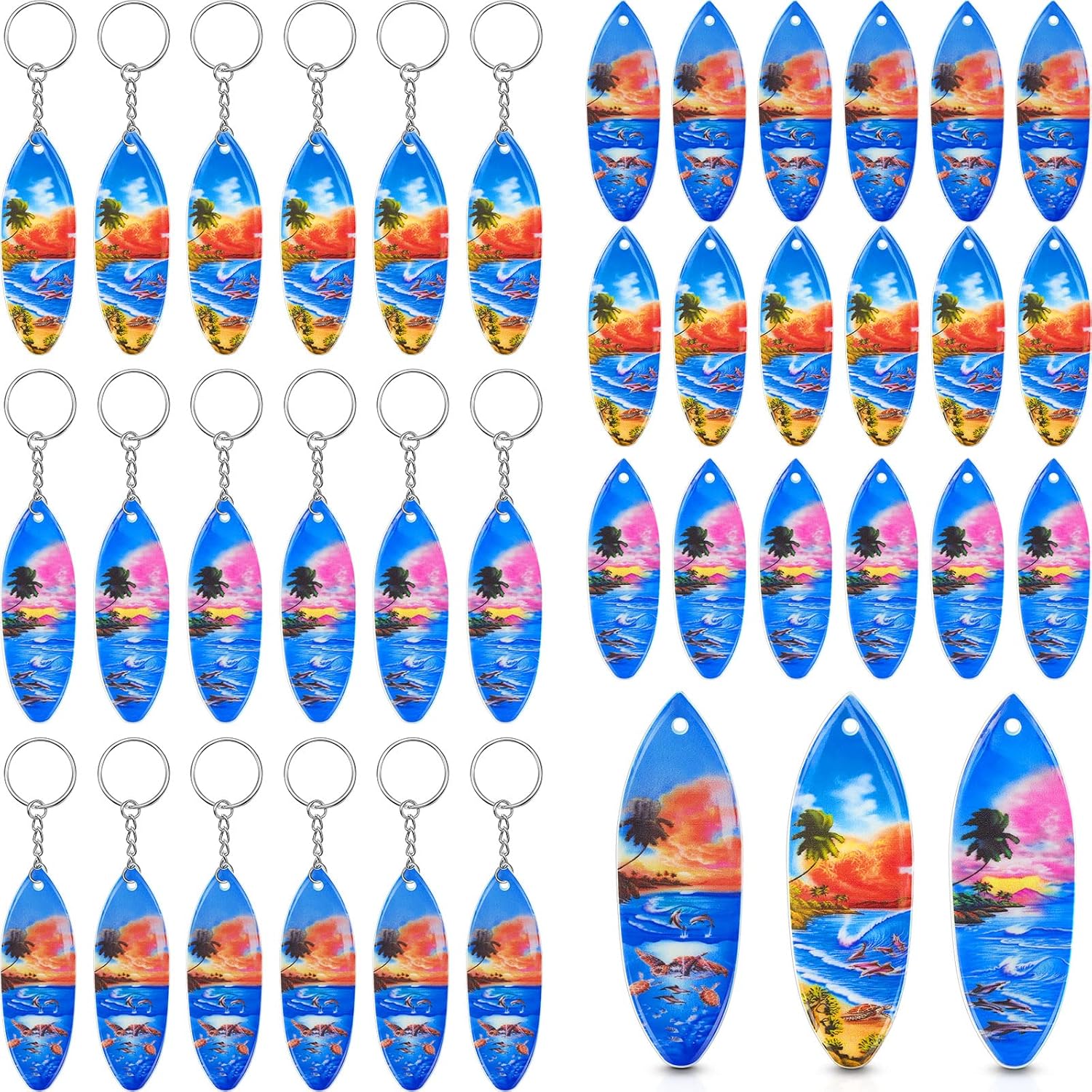 Taiyin 24 Pack Surfboard Keychains PVC Surfboard Backpack Keychain with ...