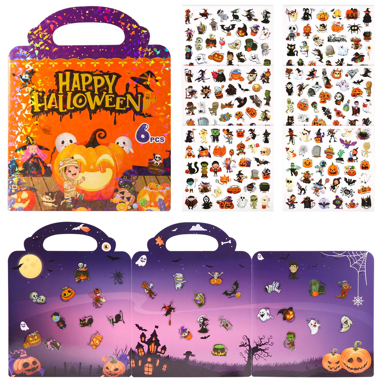 Amazon.com: Halloween Sticker Book, Scene Sticker Book Funny 220 Sheets ...