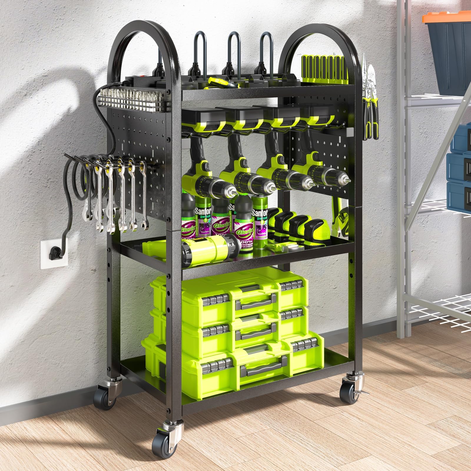 Amazon.com: CCCEI Garage Power Tools Organizer Cart with Charging ...